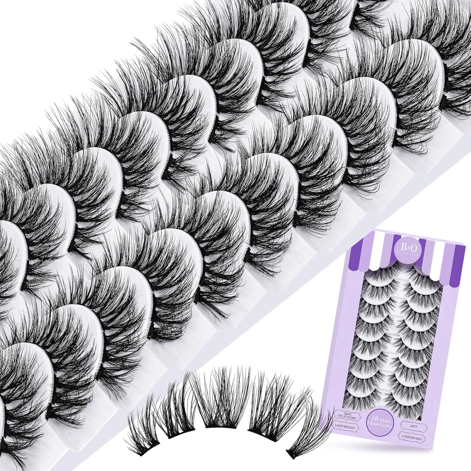 Amazon.com: Lash Clusters P10 10 Pair Eyelash Clusters B&Q Cluster ...