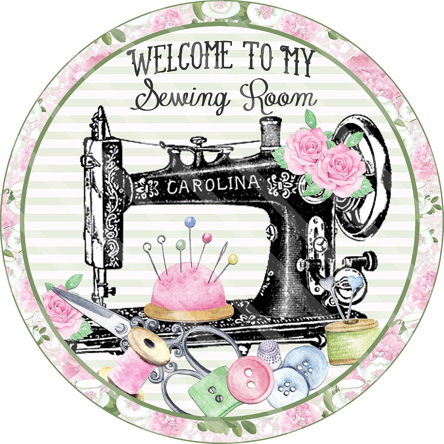 Amazon.com: WIPBLAK Sewing Room Welcome Sign Graphic able Vintage ...
