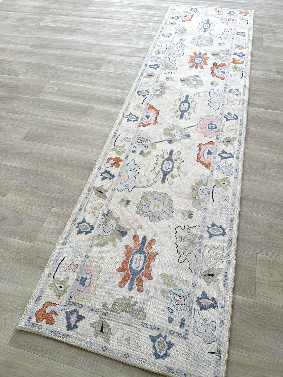 Amazon.com: Cream Oushak Runner Rug, Modern Runners, Vintage, Turkish ...