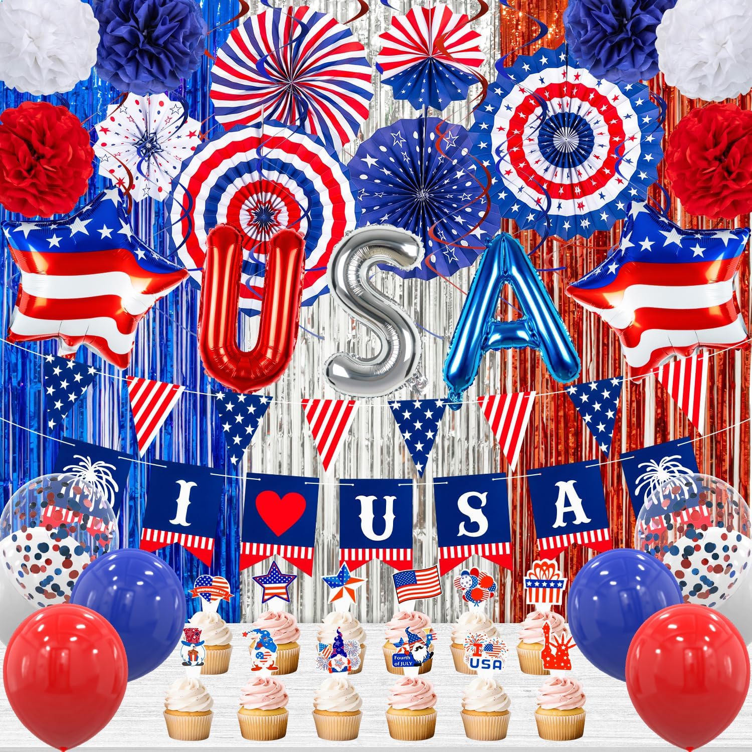 Amazon.com: OLIKER 53 Pcs Patriotic Decorations, 4th of July ...