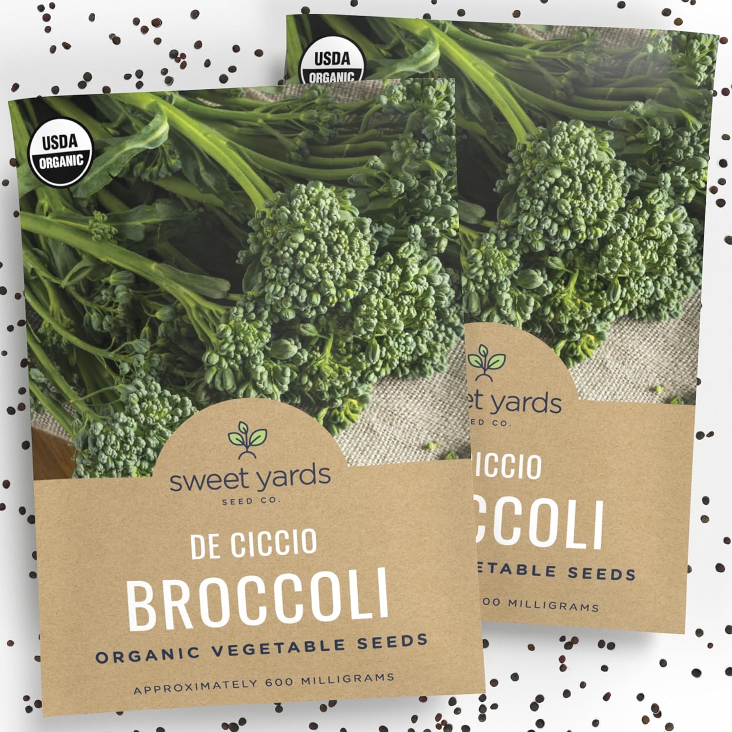 Amazon.com : Organic Broccoli Seeds ‘De Ciccio’ – Two Seed Packets ...