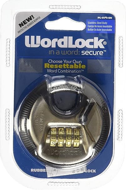 Amazon.com: Wordlock PL-074-SN 4-Dial Combination Disc Padlock ...