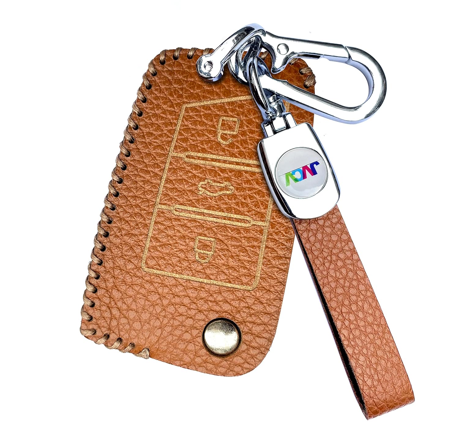 JVCV® Soft Handmade Lychee Pattern Leather Key Cover Compatible with ...