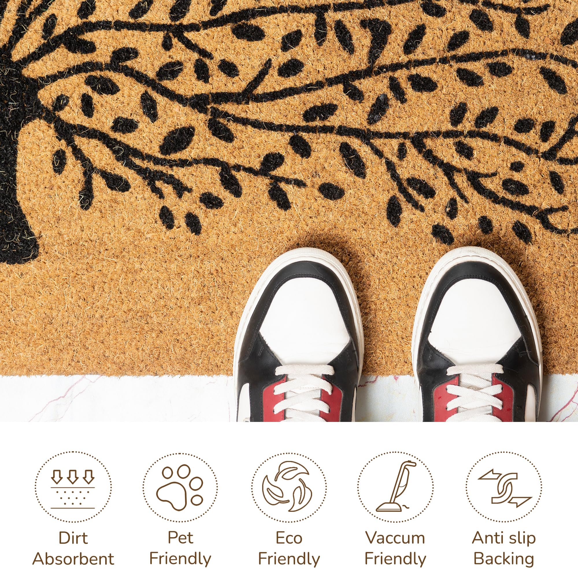 Extra Large Floor Mat for Patio Decor, Coco Coir Mats with PVC-Backing ...