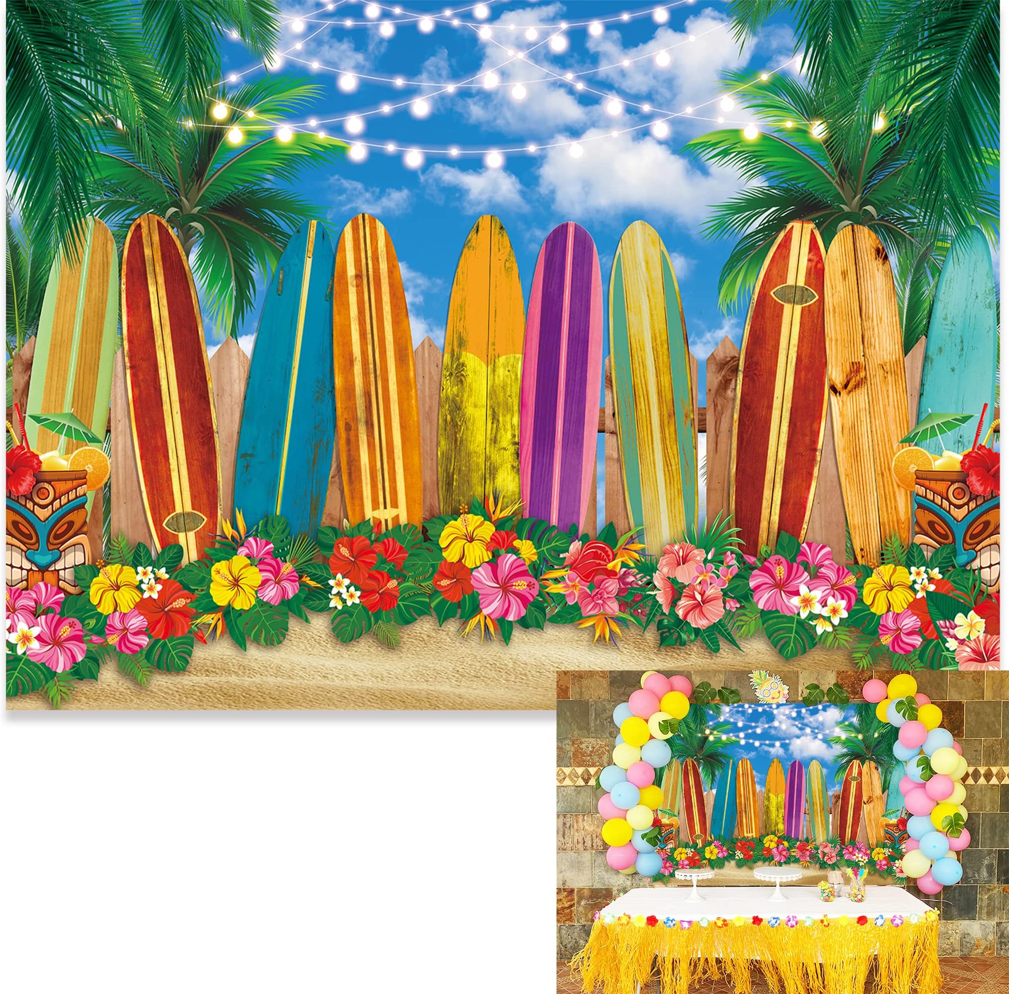 Amazon.com : 7x5ft Summer Surfboard Aloha Backdrop Hawaiian Sky Ocean ...