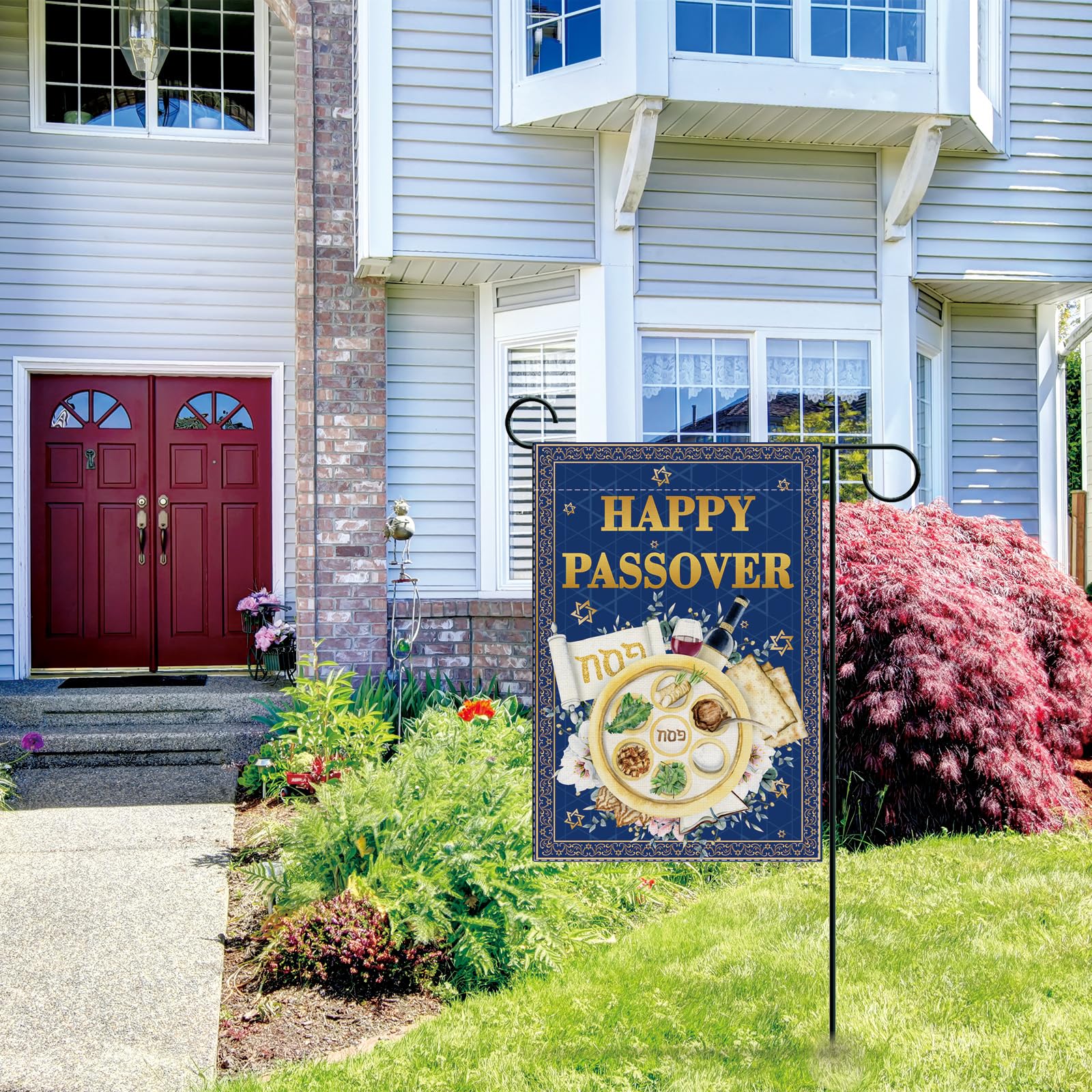 Snapklik.com : Linen Blue Passover Garden Flag 12.518 Passover Yard ...