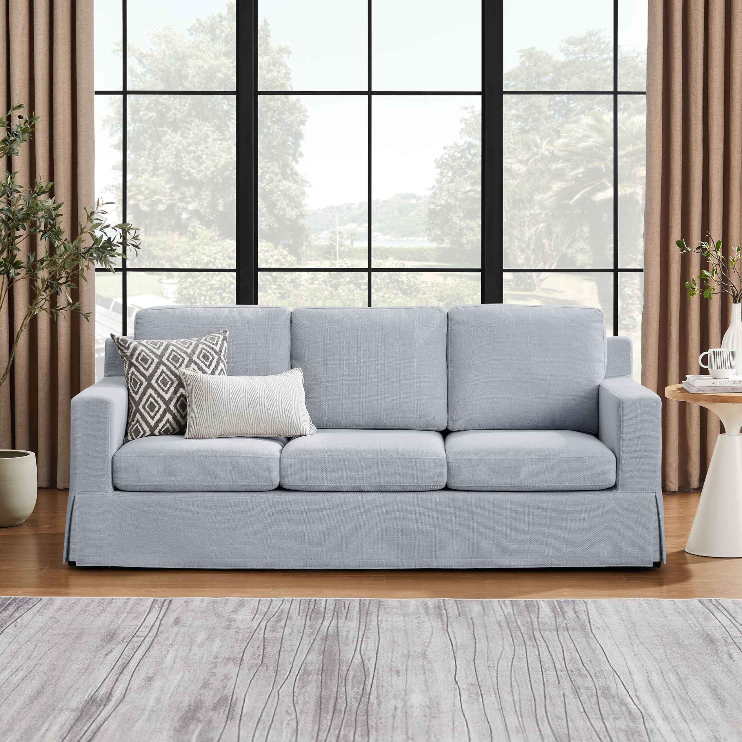 Amazon.com: 81" Linen Fabrics loveseat Sofa, 3 Seater Sofa Couch with ...