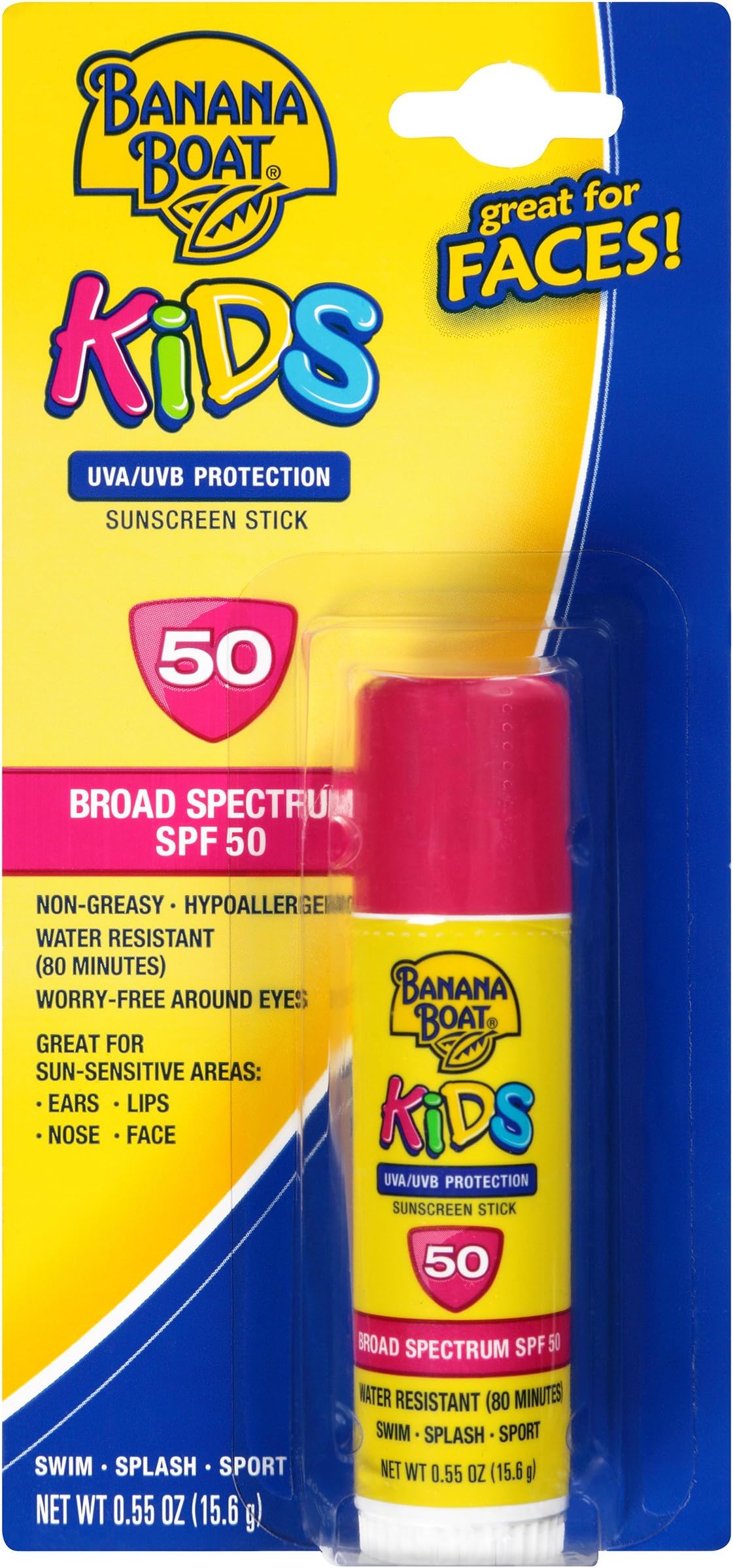 Amazon.com : Banana Boat Kids Sunscreen Stick SPF 50 .55 oz UVA/UVB ...