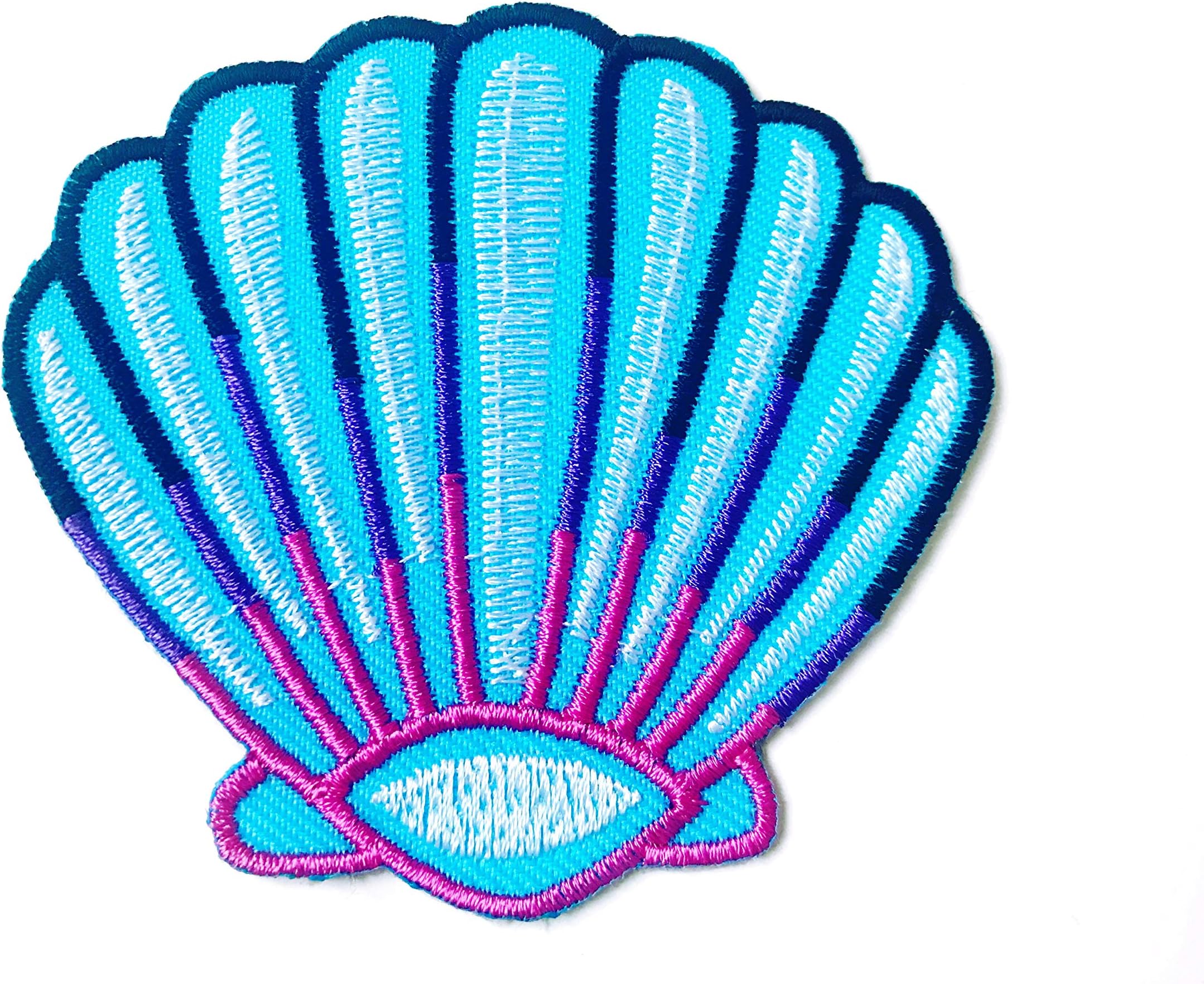 Amazon.com: Blue and Pink Shimmery Seashell Embroidered Iron on Patch