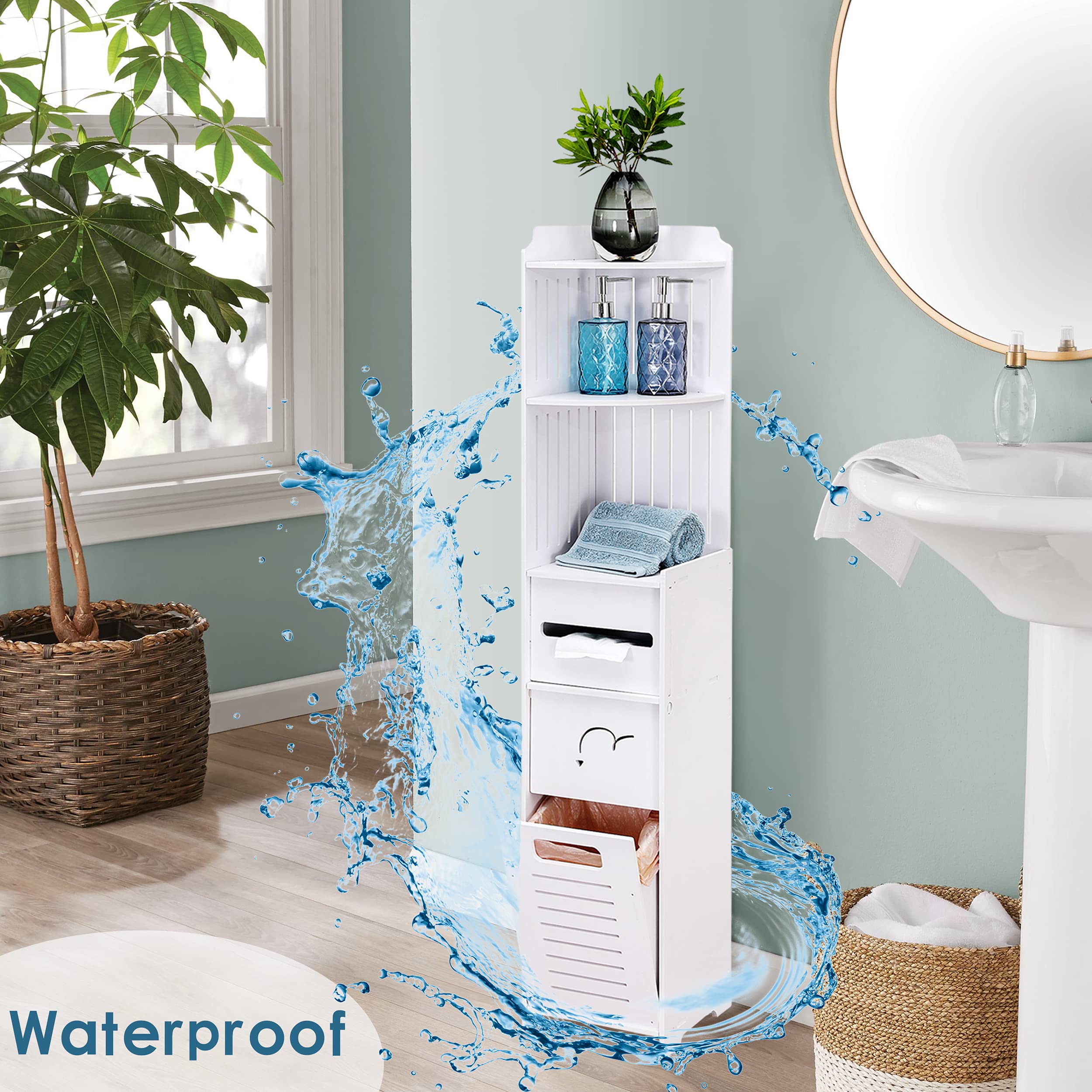 Small Bathroom Storage - NANBOWANG Corner Floor Cabinet with Doors and ...