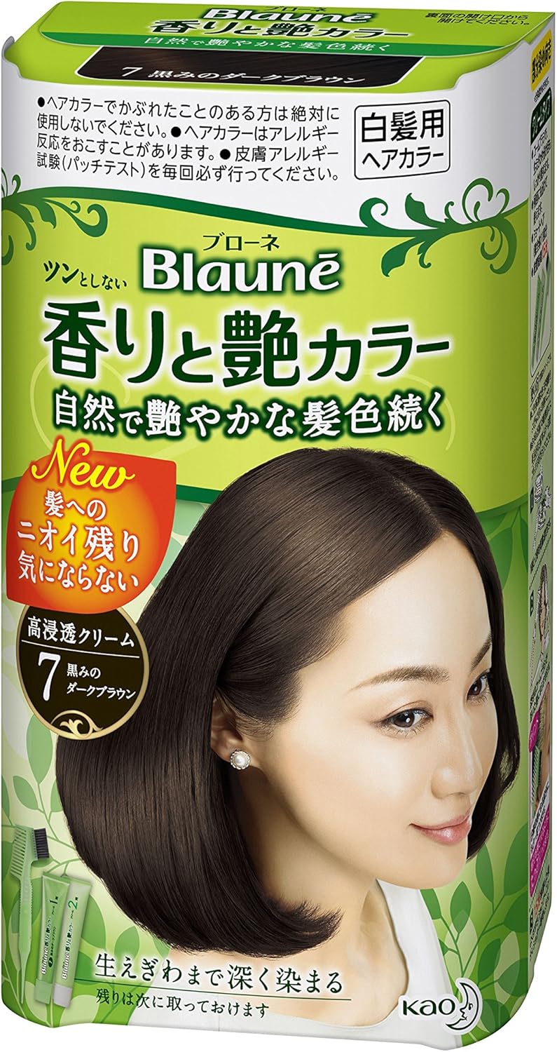Kao Blaune Fragrant And Gloss Color Cream 7 Black Dark Brown : Amazon ...
