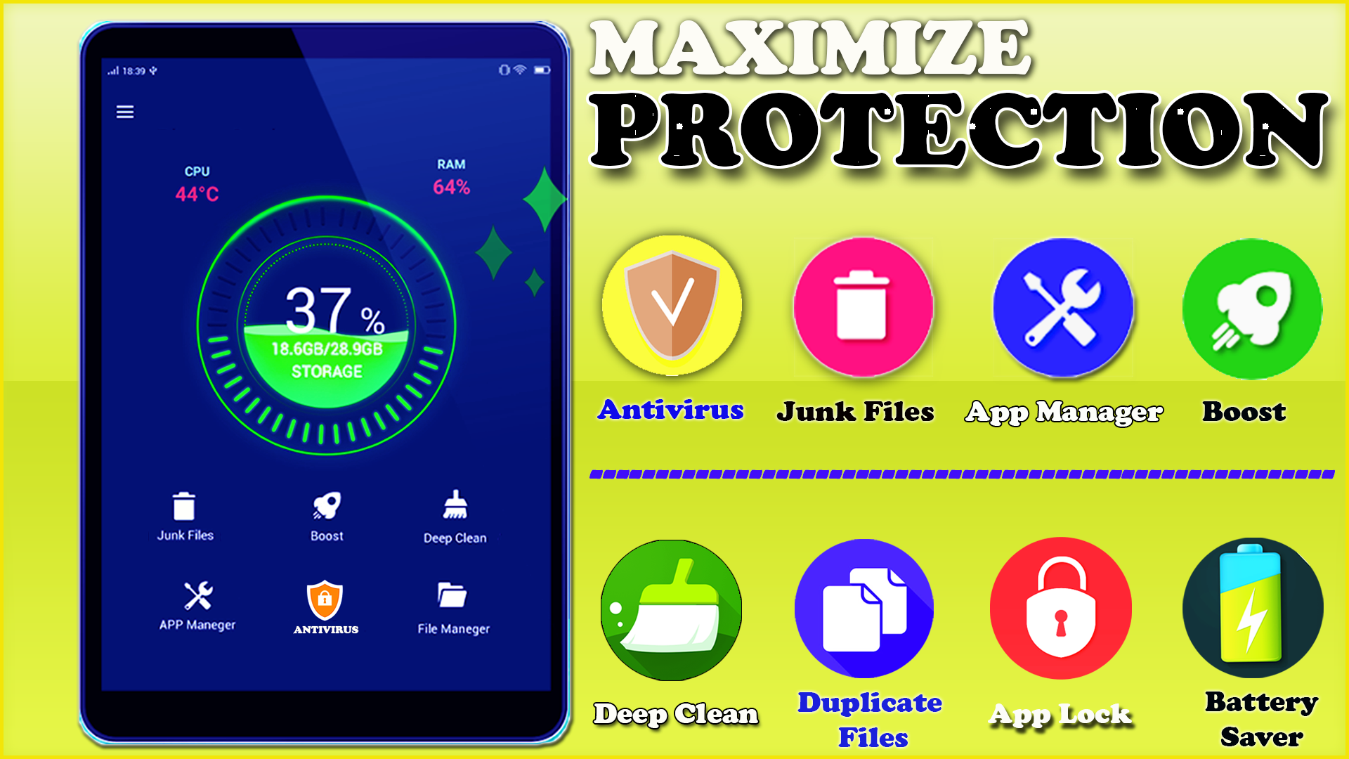 Cleaner with Antivirus: Cache Cleaner, Optimizer, Booster and App ...