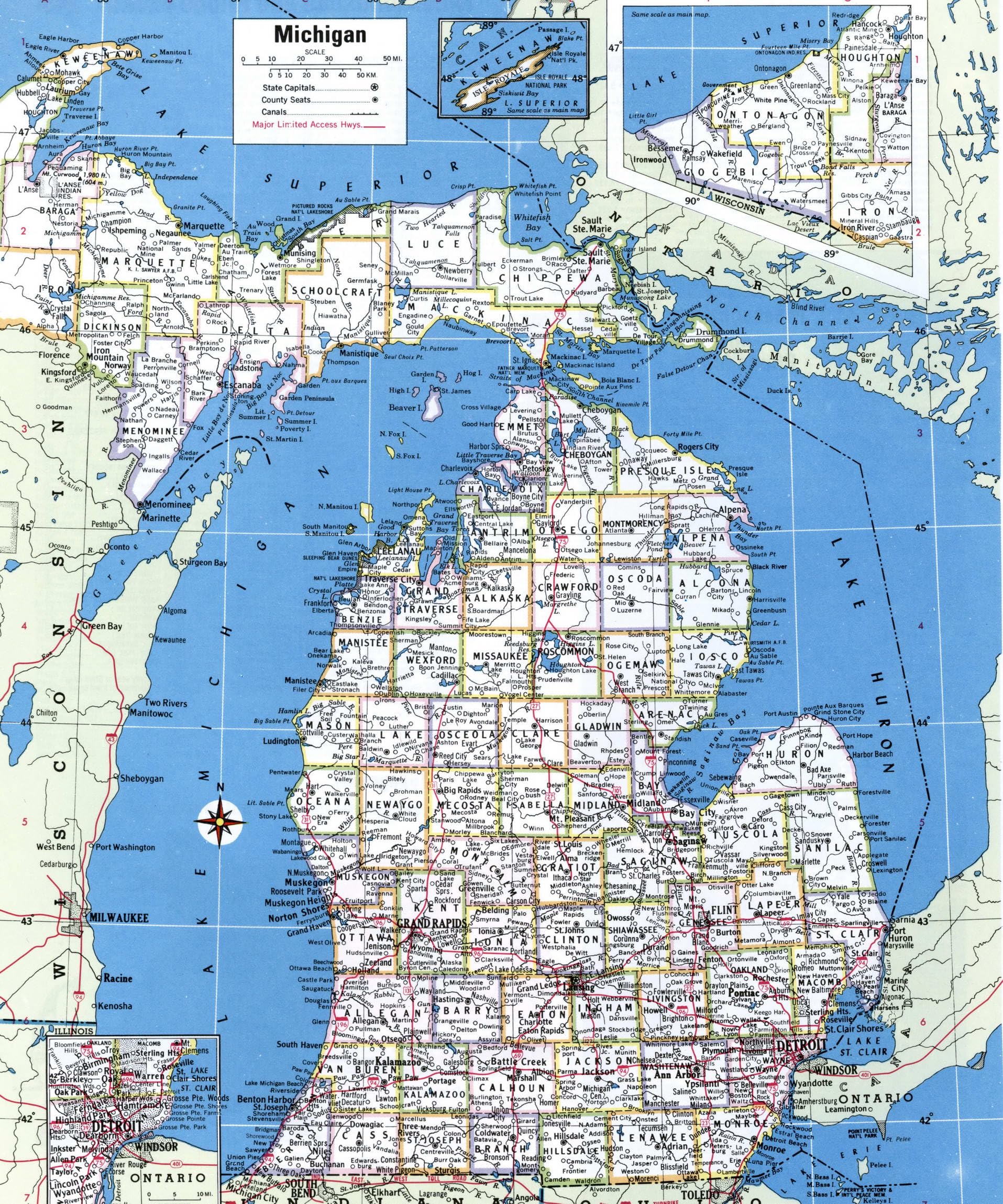 Michigan County Map Printable Macomb County, MI Zip Code Maps Red
