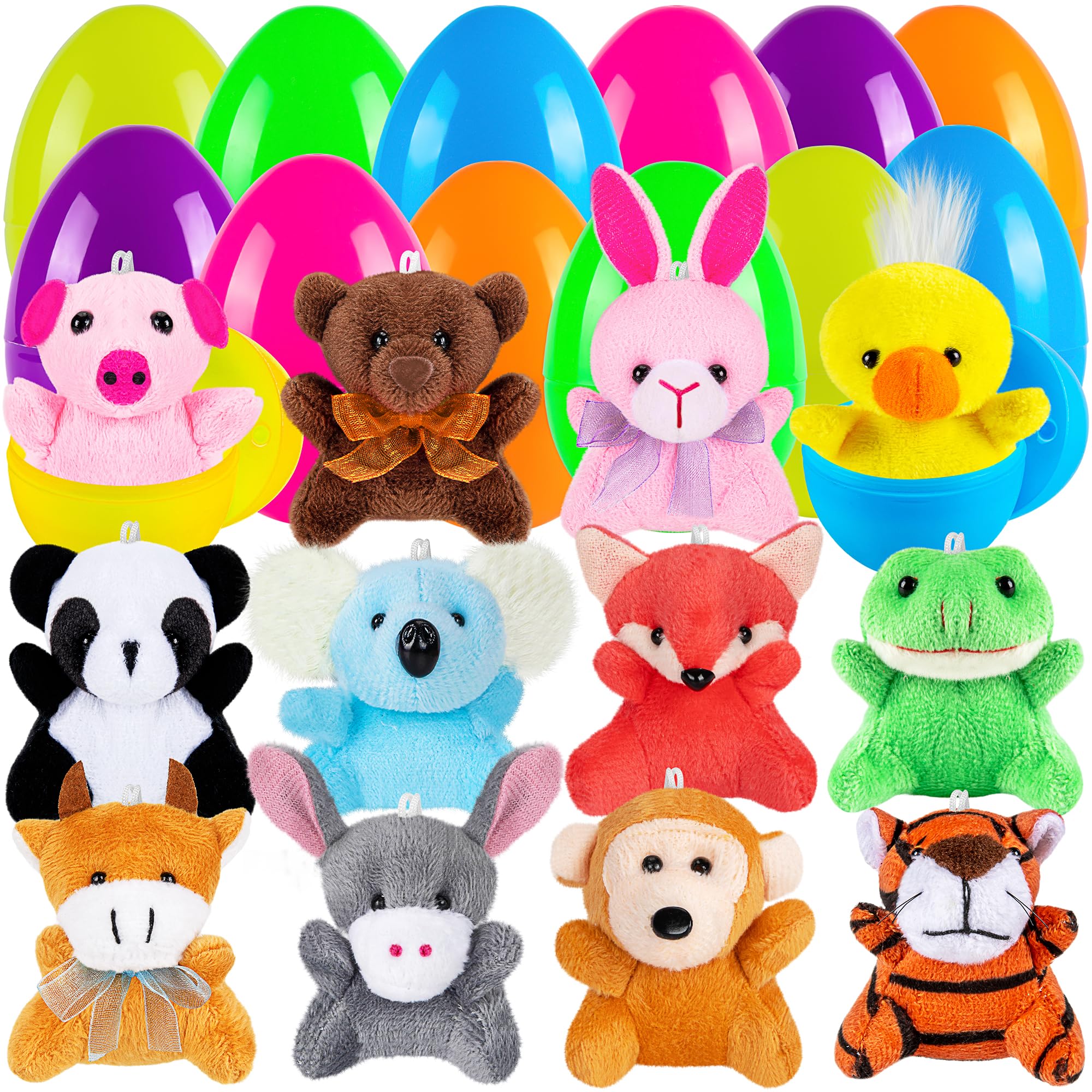 Amazon.com: Sofier Plastic Easter Eggs with Animal Toys 12pcs Filled ...