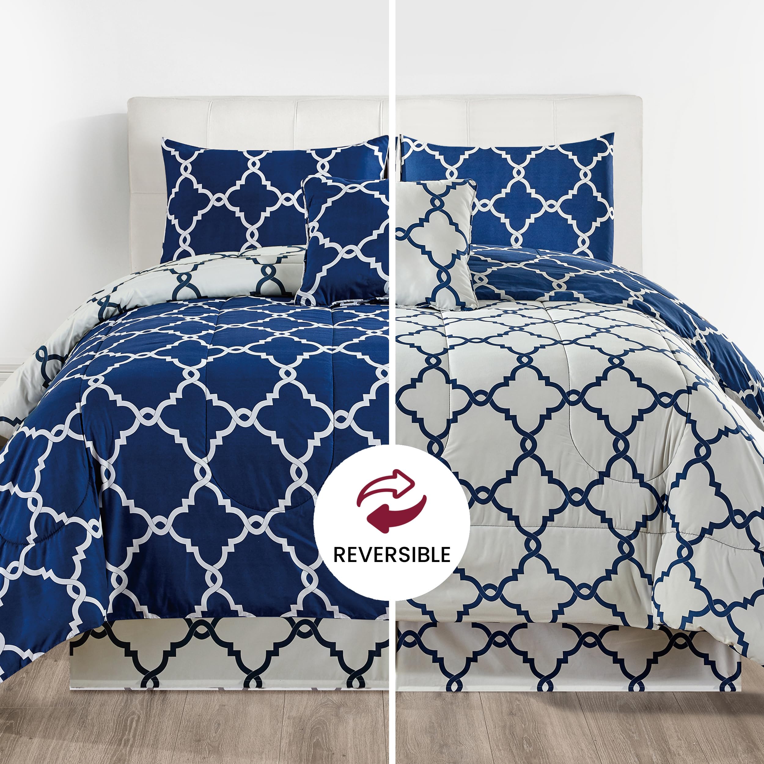 Amazon.com: LUX Décor Reversible 4pc Twin Comforter Set, Printed ...