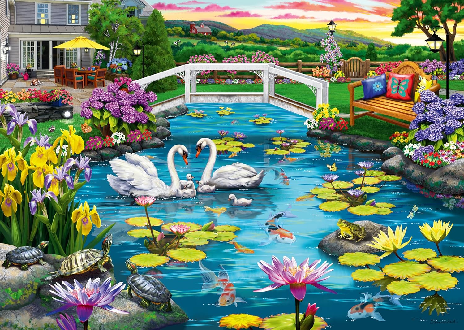 Amazon.com: Wonder Forge Peaceful Pond 1000 Piece Jigsaw Puzzle for ...