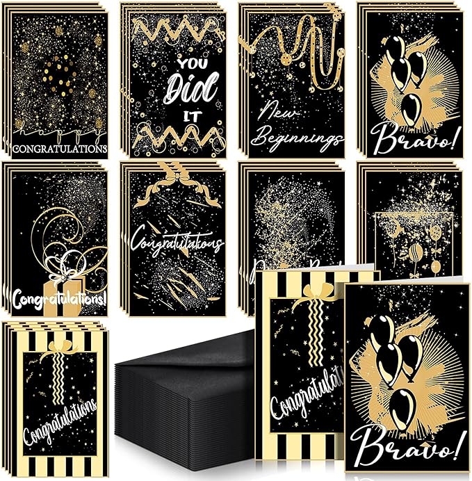 Amazon.com: Motiskyy 36 Pack Gold Foil Graduation Cards with Envelopes ...