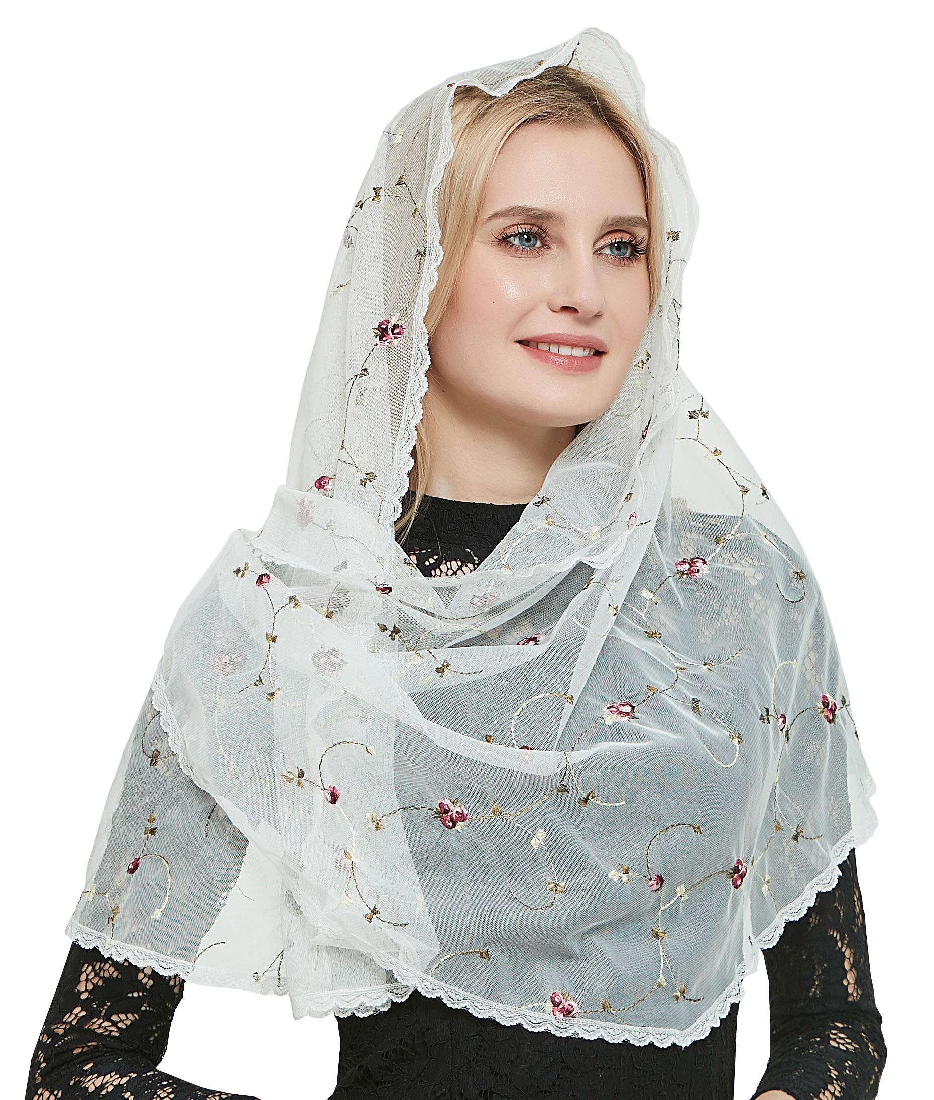 Leimandyorthodox Veil Head Covering With Embroidered Flowers Catholic ...