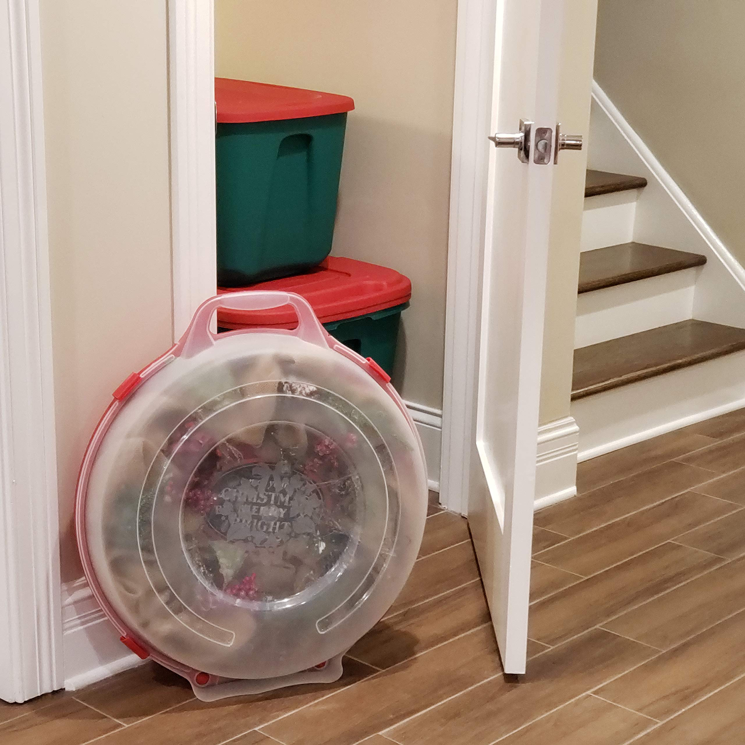 Homz Holiday Wreath Plastic Storage Box with Clear Lid (up to 24-Inch ...