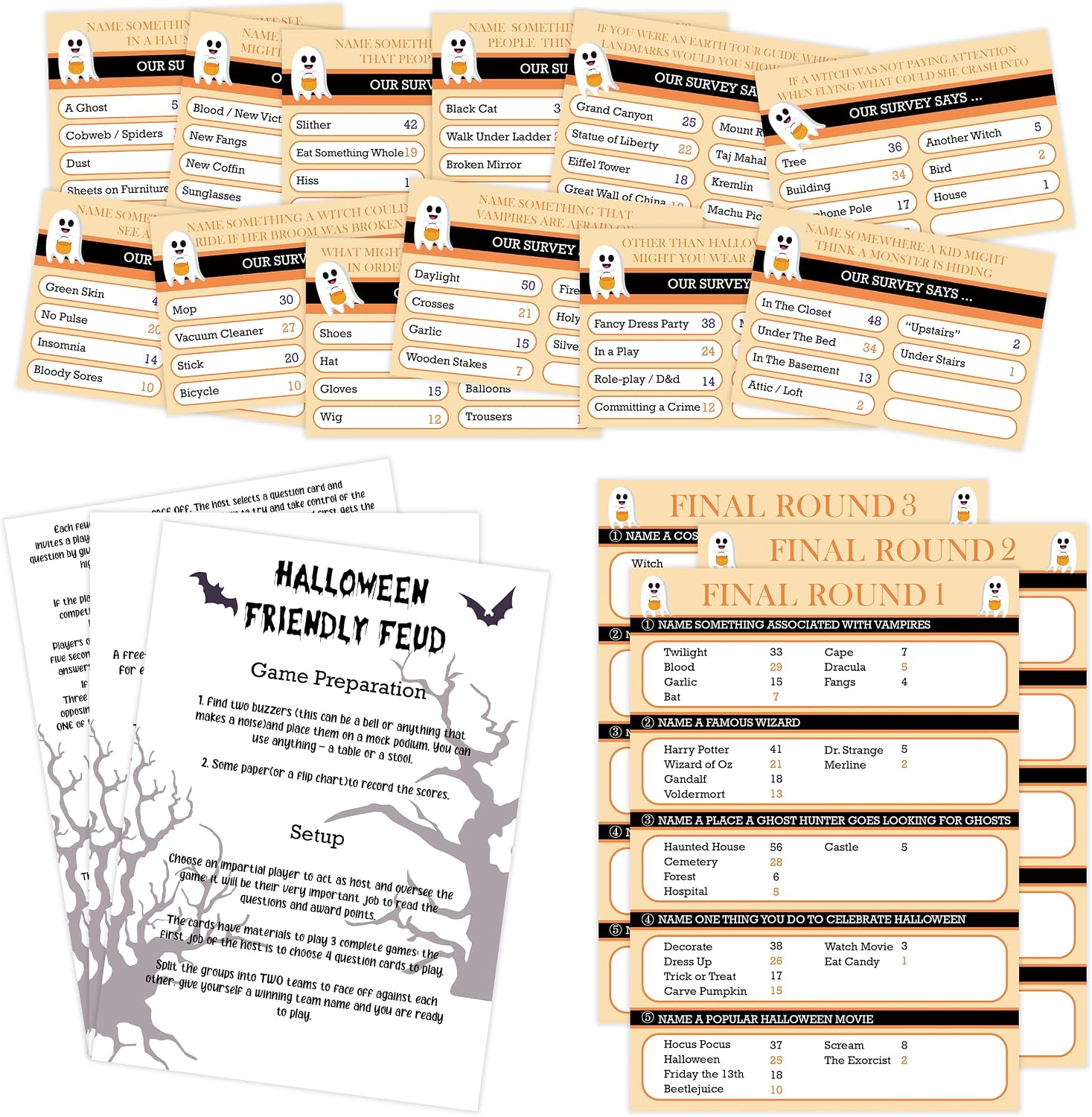 Amazon.com: Halloween Friendly Feud Game, Family Game Night, Halloween ...