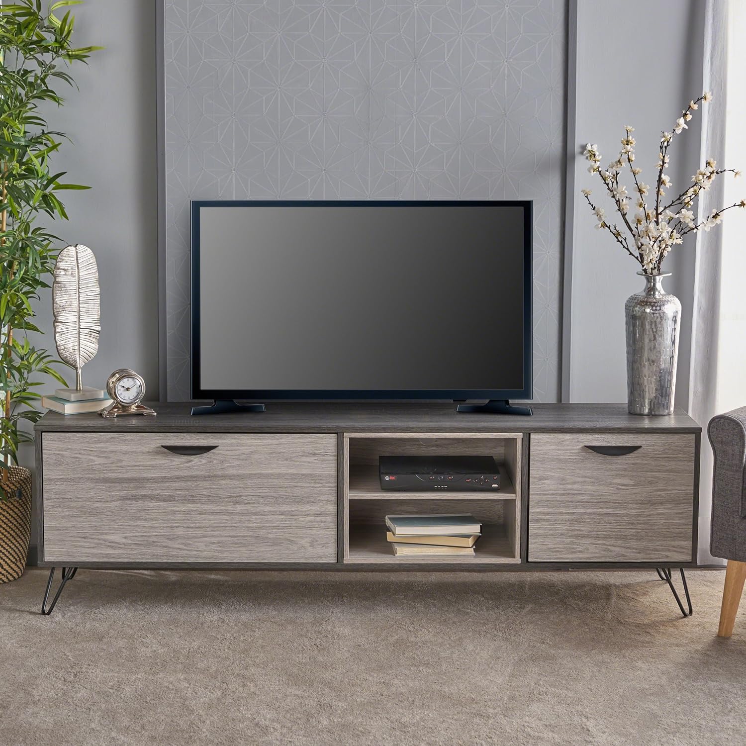 Amazon.com: ROCKRAIN Modern Industrial TV Cabinet: 71" Wide Metal Frame ...
