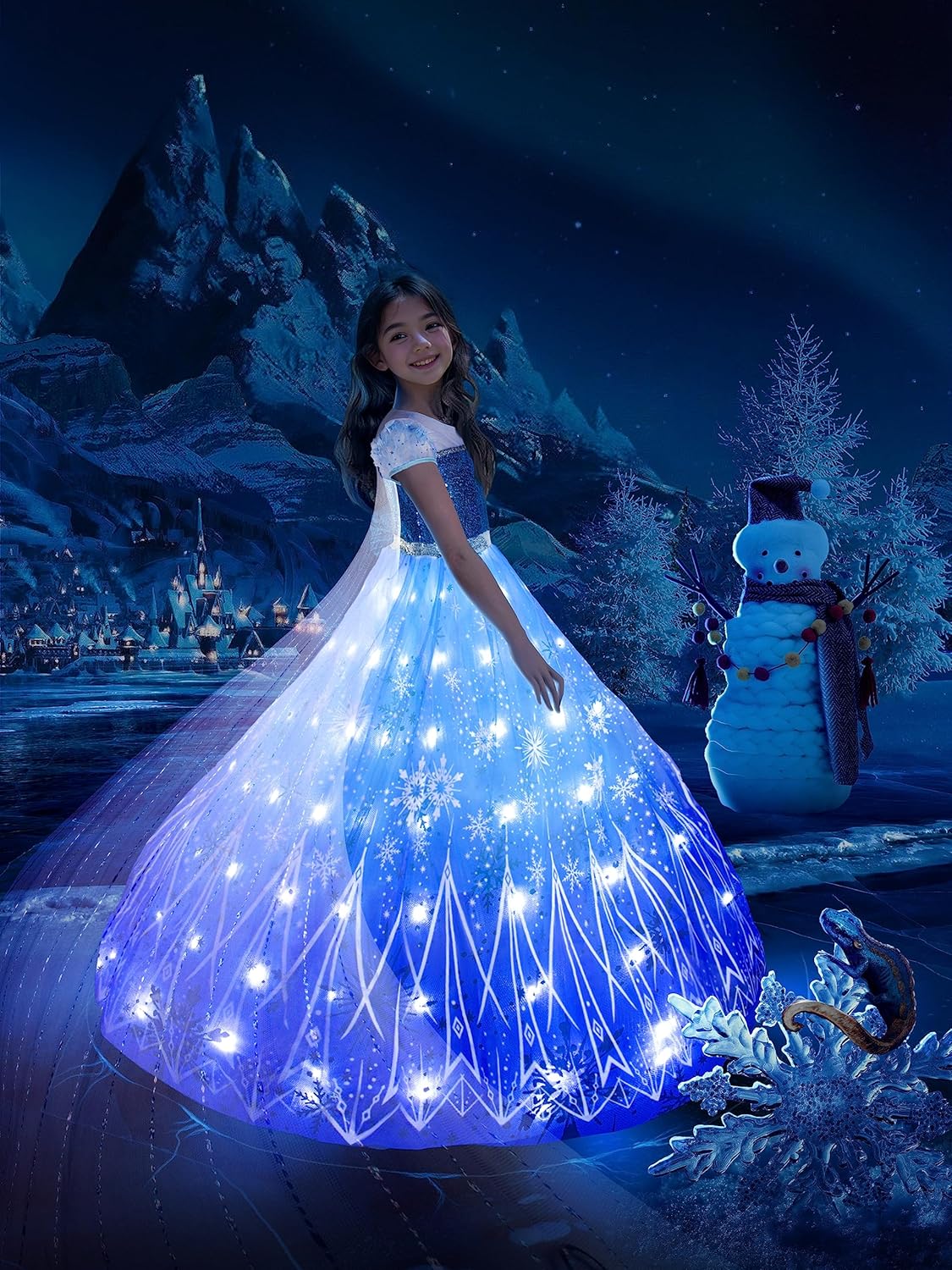 UPORPOR LED Costumes Girls Kids Dress Carnival Snow Princess Halloween ...