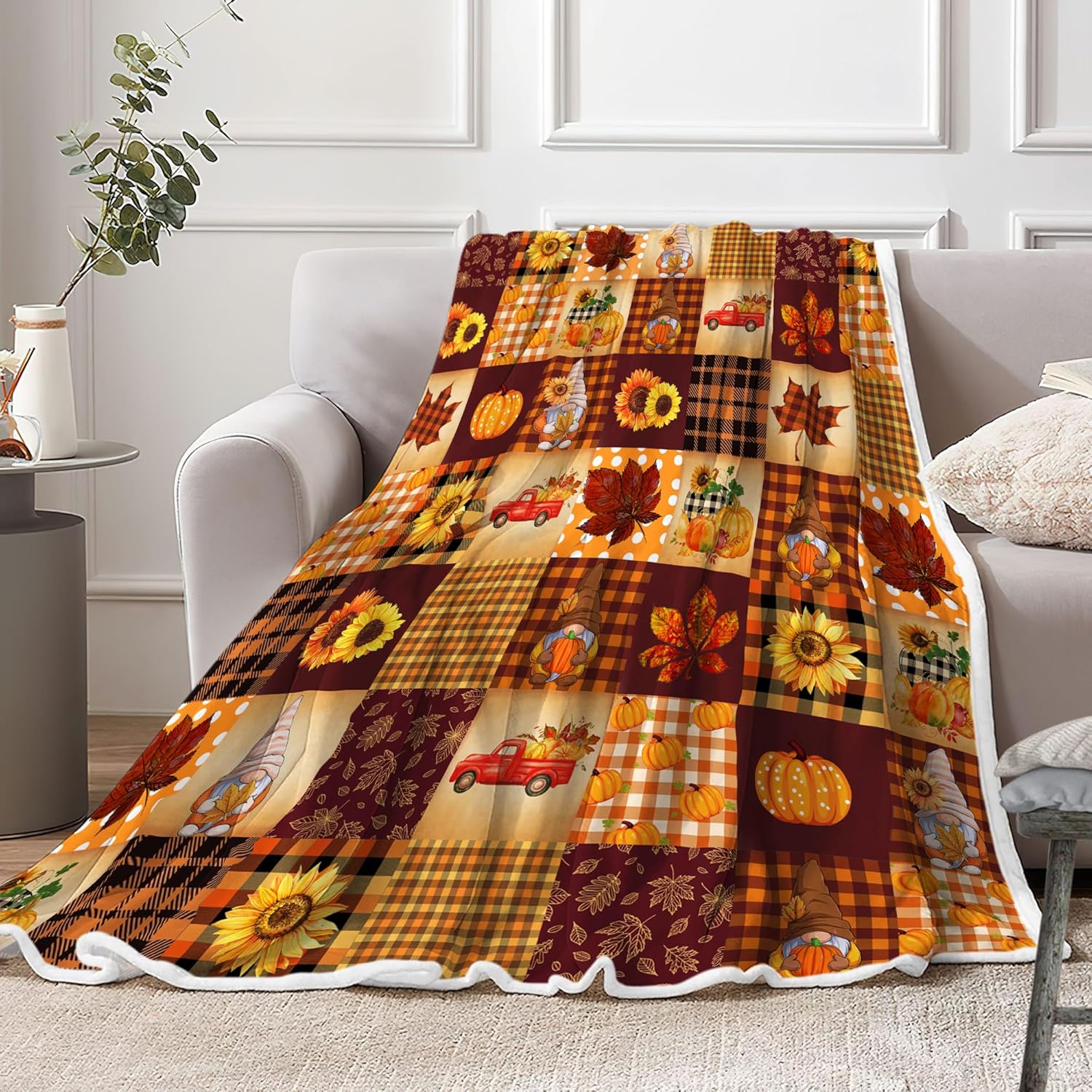 Amazon.com: Fall Throw Blanket, Thanksgiving Blanket, Pumpkin Maple ...
