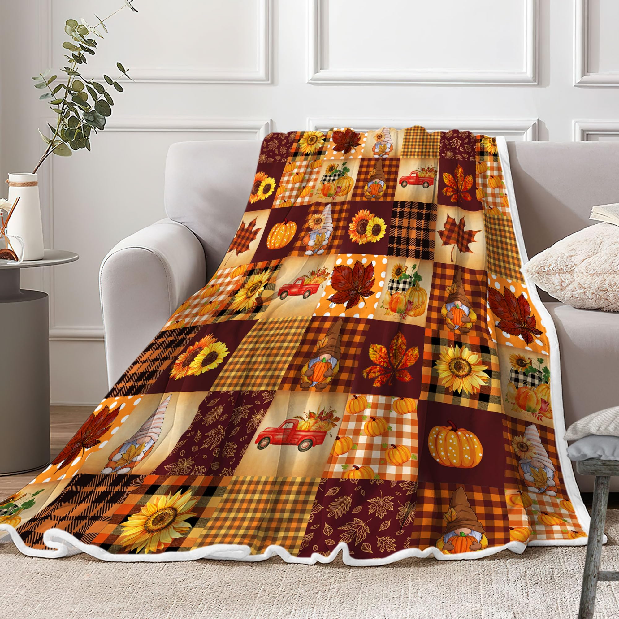 Amazon.com: Fall Throw Blanket, Pumpkin, Pumpkin Maple Leaf Autumn ...