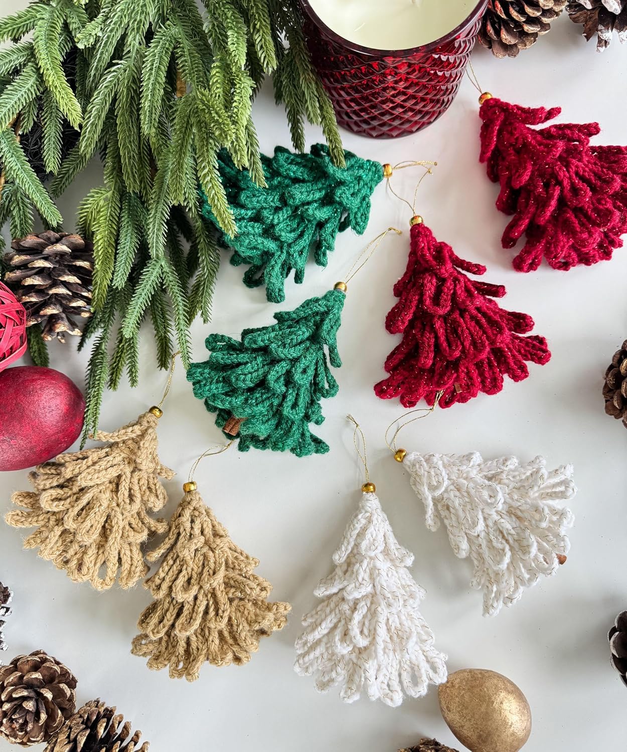 Amazon.com: Handmade Crochet Christmas Tree Ornament – Red, Green ...