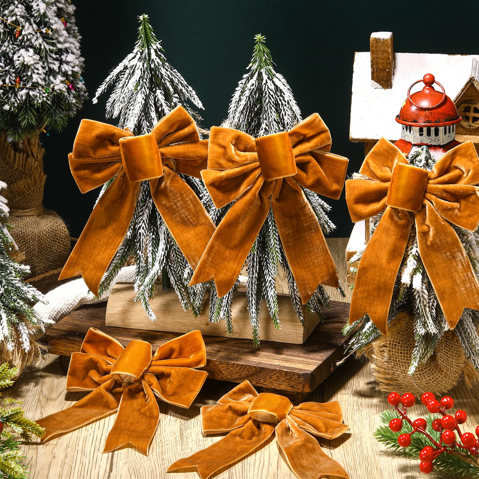 Amazon.com: Knitgrip 12 Pcs Christmas Velvet Bows 5 x 7 Inch Rustic ...
