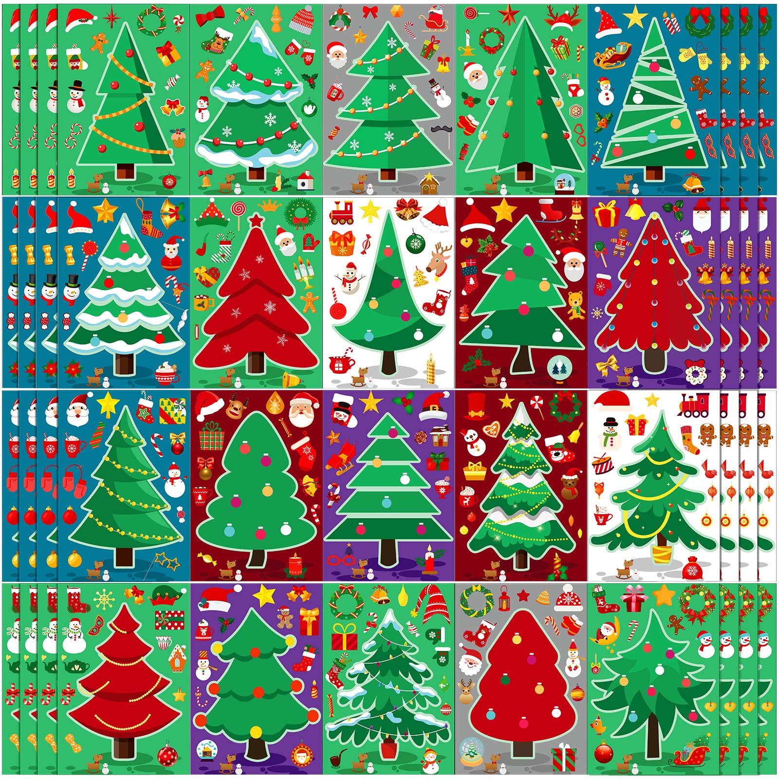Amazon.com: 100 Sheets Make a Christmas Tree Stickers Christmas Party ...