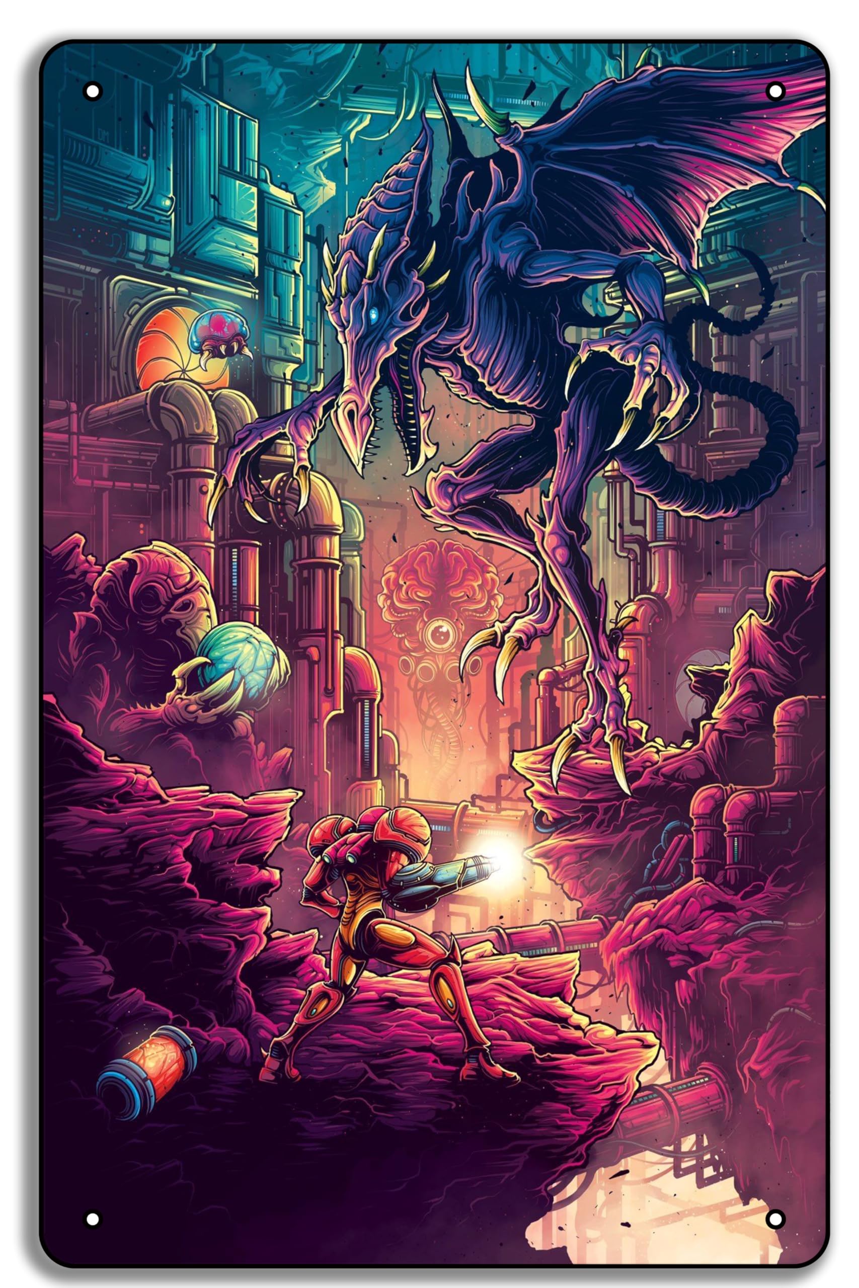 Amazon.com: Metroid samus Poster Video Game 8 x 12 Inch Metal Tin Sign ...