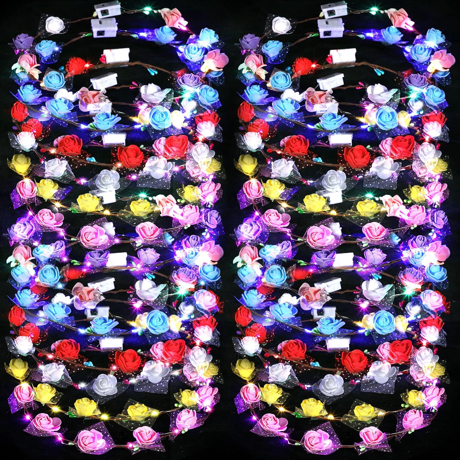 Amazon.com : Taiyin 50 Pieces LED Feather Crown Headbands - Luminous ...