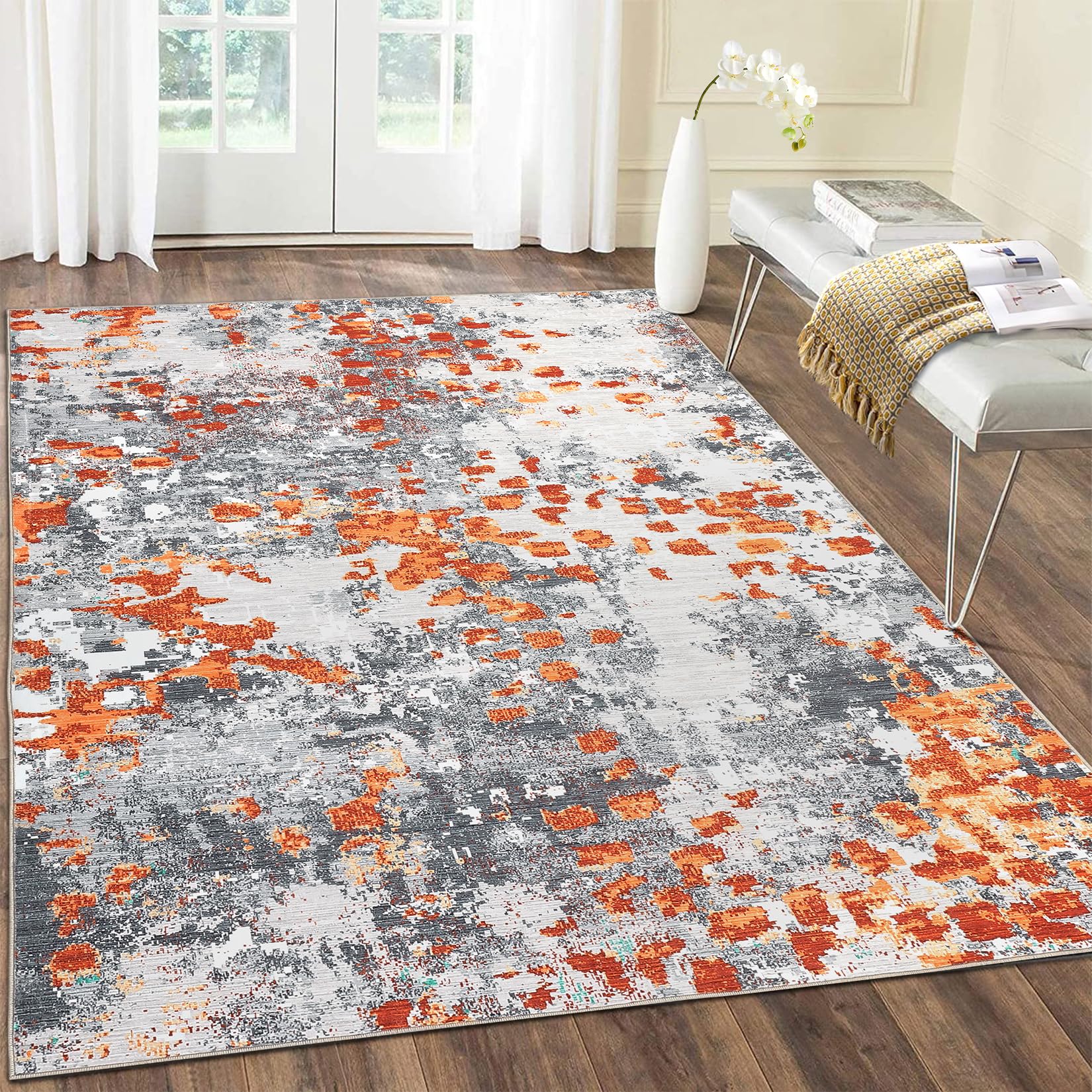 Large Rug 8x10 Machine Washable Area Rug Non Slip Accent Rug Boho Chic ...