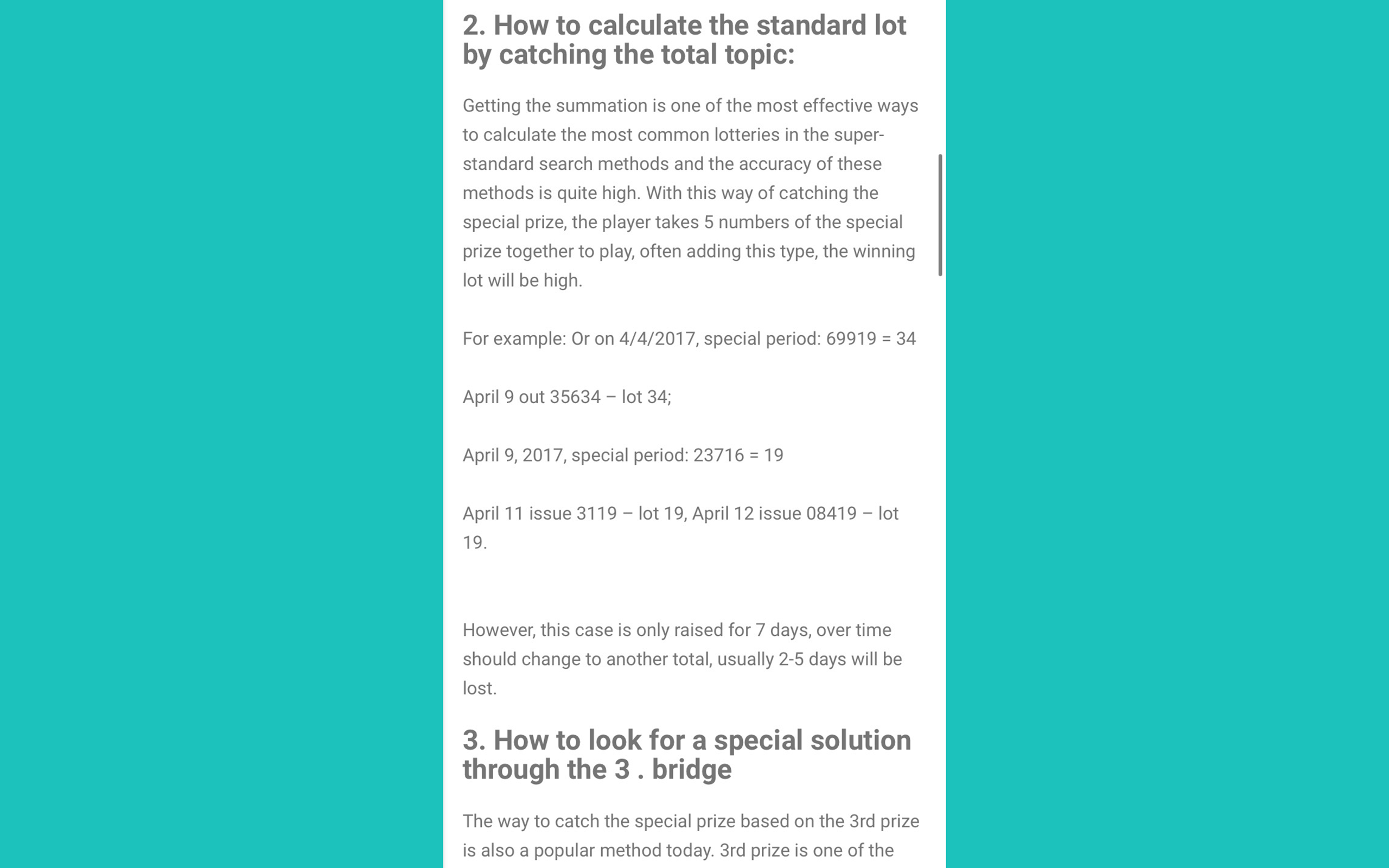 HOW TO CALCULATE THE STANDARD LOTTO ACCORDING TO THE SPECIAL PRIZE ...