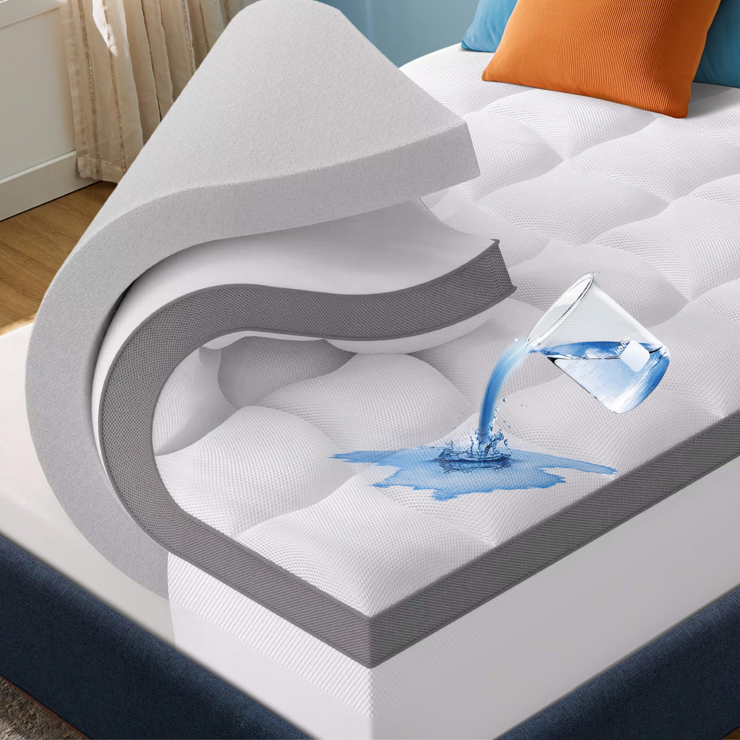 Amazon.com: Bedsure 4 Inch Dual Layer Memory Foam Mattress Topper Full ...