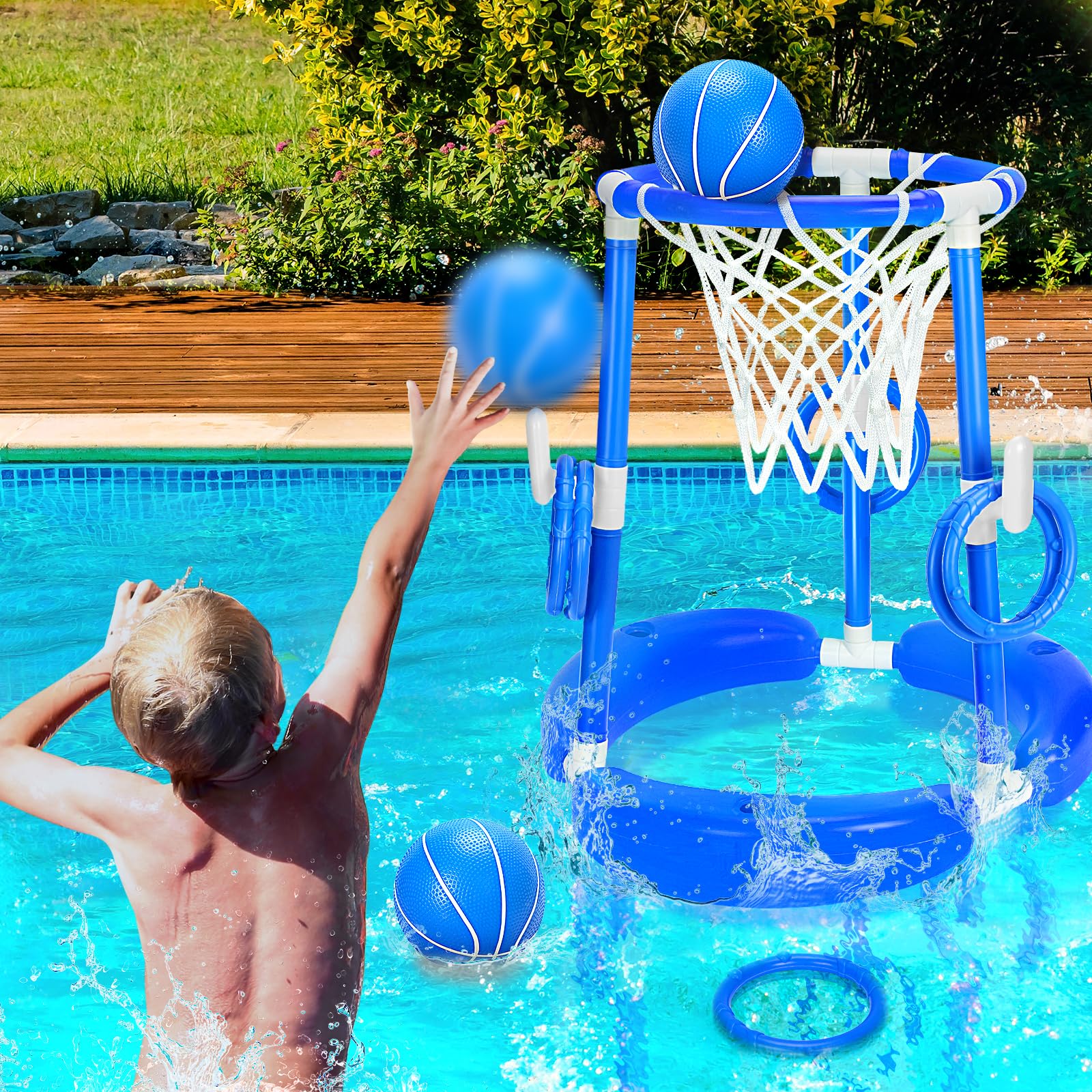 Snapklik.com : Pool Basketball Hoop, 2-in-1 Poolside Floating Pool ...