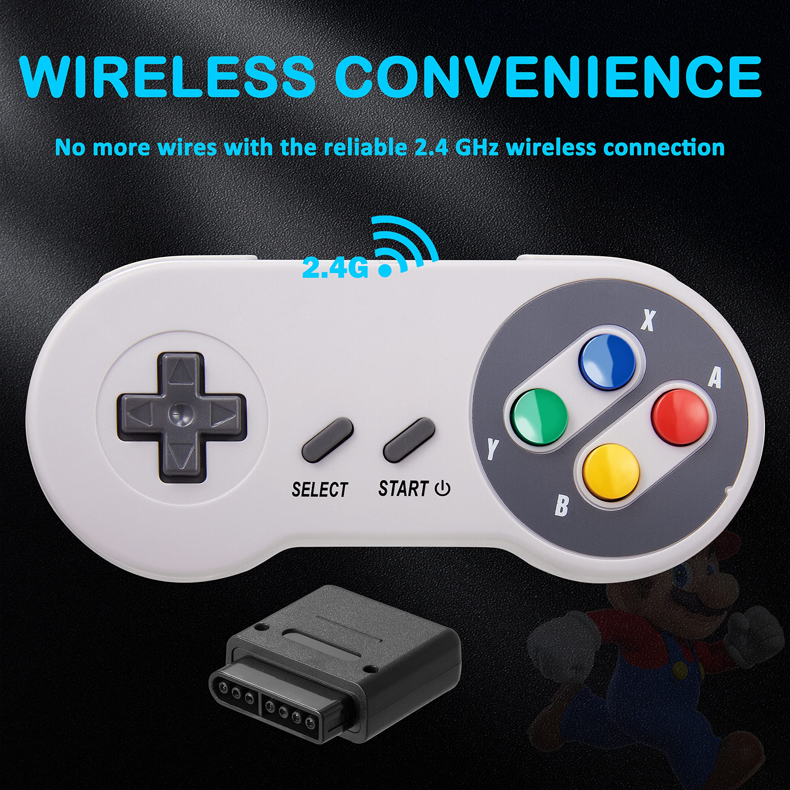 Snapklik.com : 2 Pack 2.4 GHz Wireless SNES Gamepad, SAFFUN SNES ...