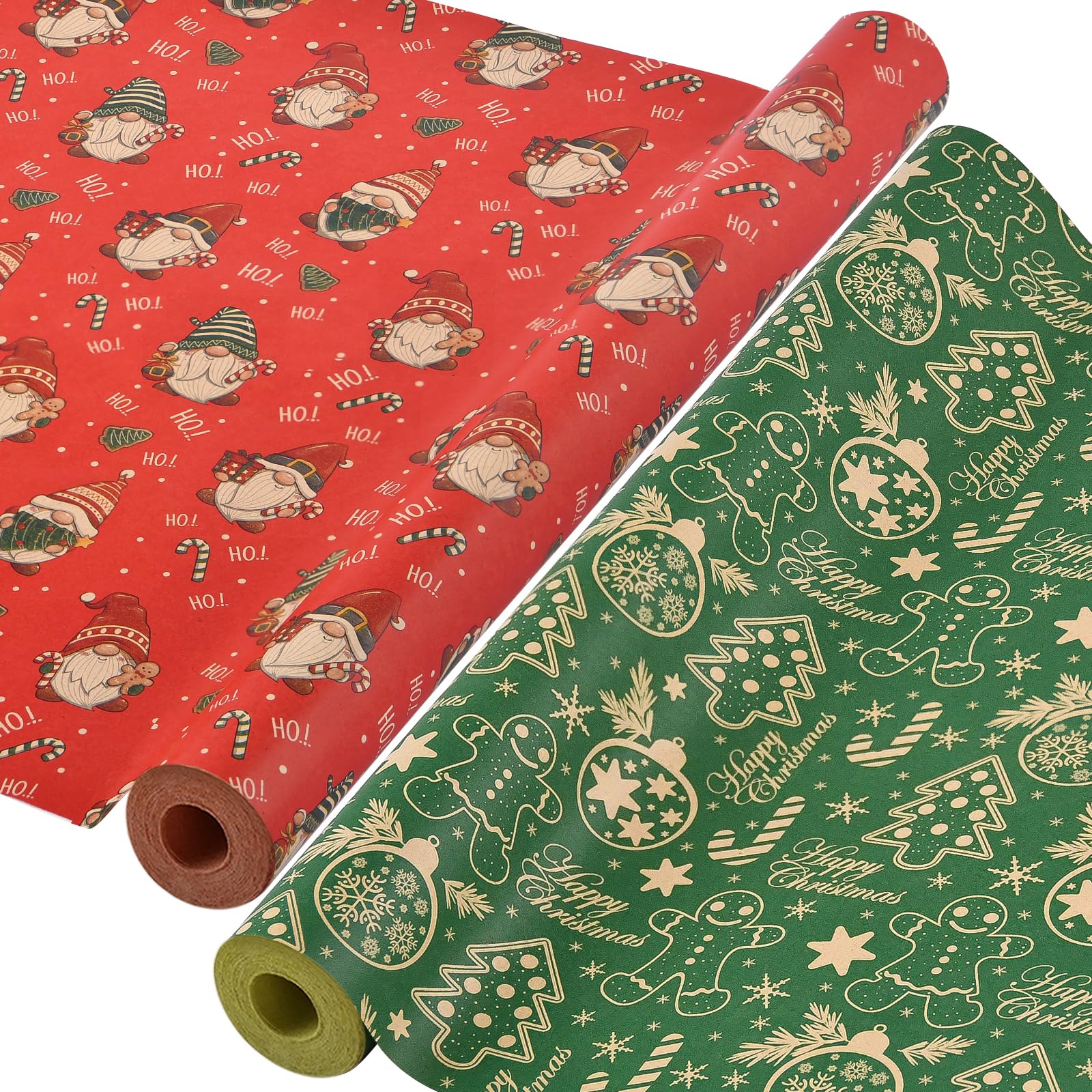 AhfuLife 2 Rolls Christmas Wrapping Paper, 43cm x 15M Xmas Wrapping ...