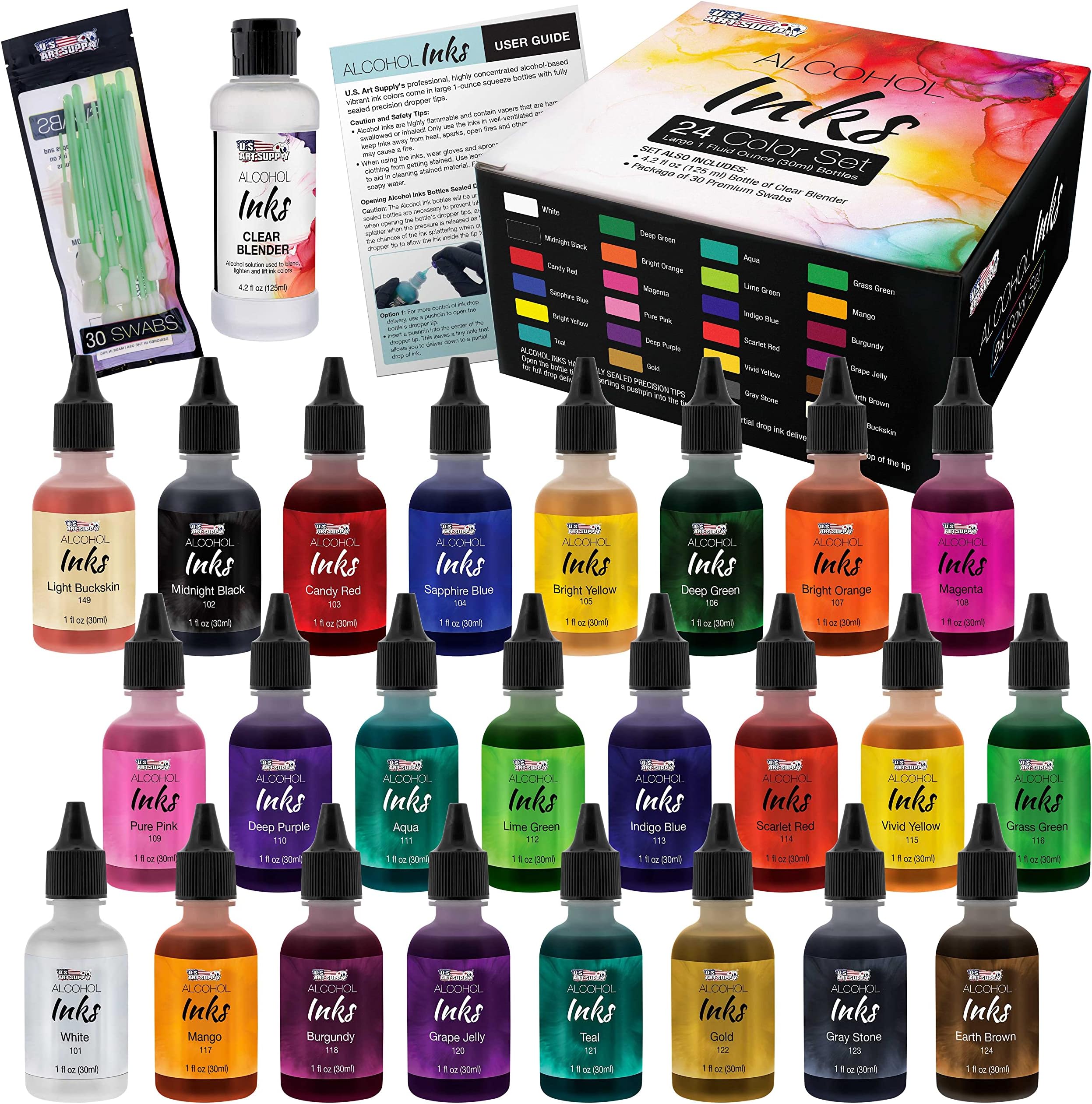 Amazon.com : U.S. Art Supply 24 Color Alcohol Ink Set - Huge 30ml ...