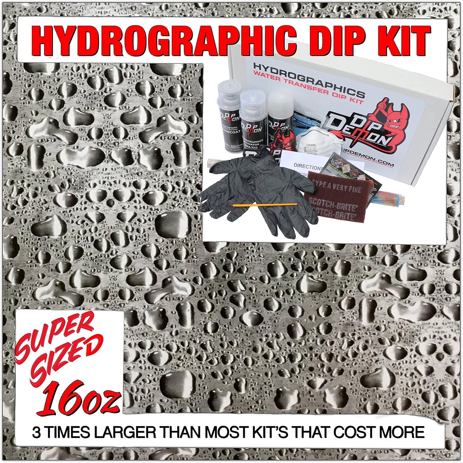 Amazon.com: Hydrographic Dip Kit Gray Water Drops 16oz dip Demon Hydro ...