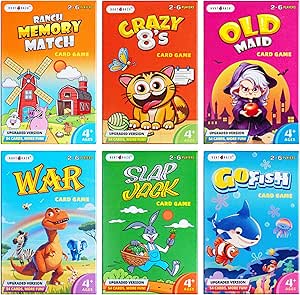Amazon.com: Upgraded Kids Card Games Pack, 6 Decks, Go Fish, Old Maid ...