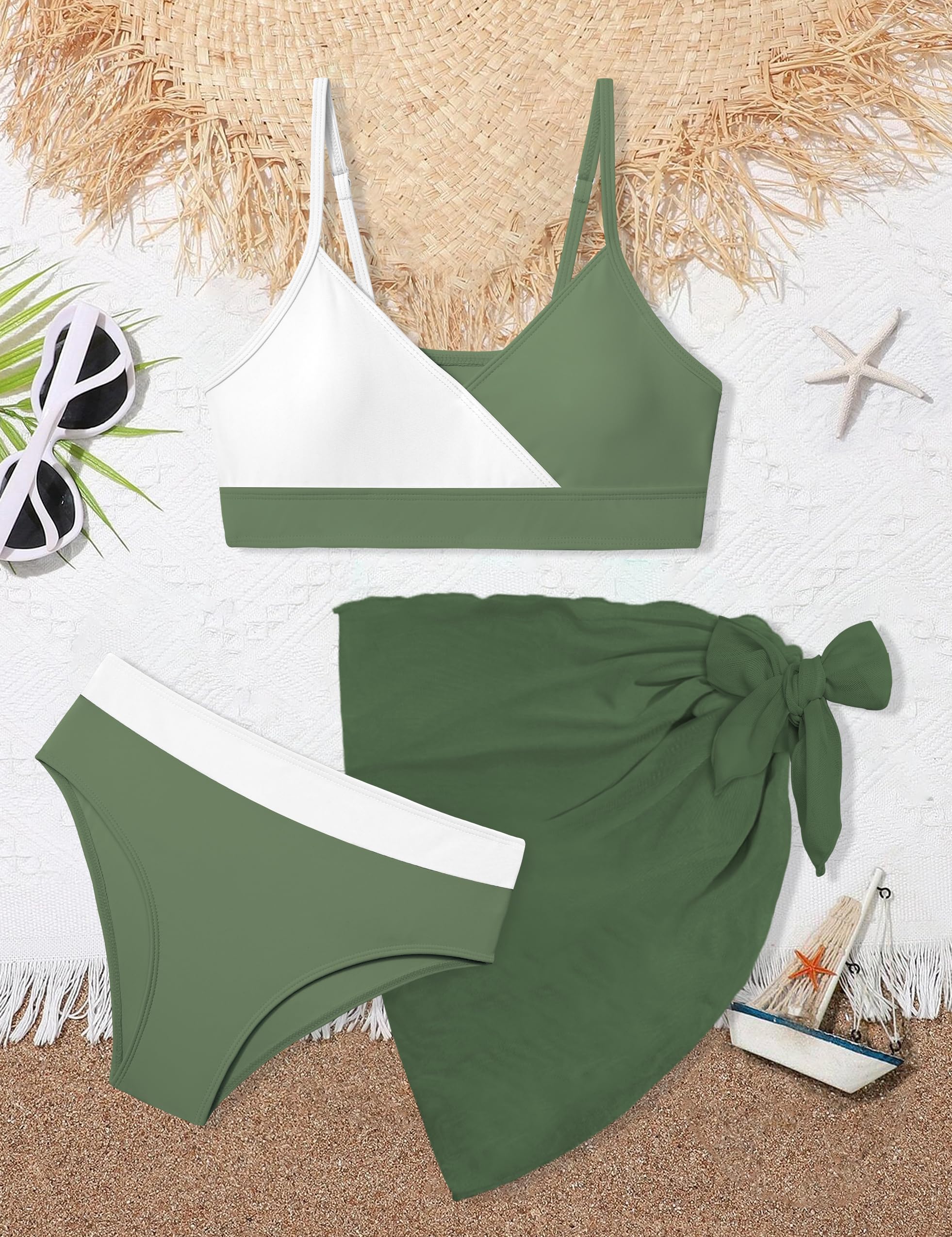 Snapklik.com : Girls Bathing Suits Size 8-10 V Neck Adjustable Straps ...