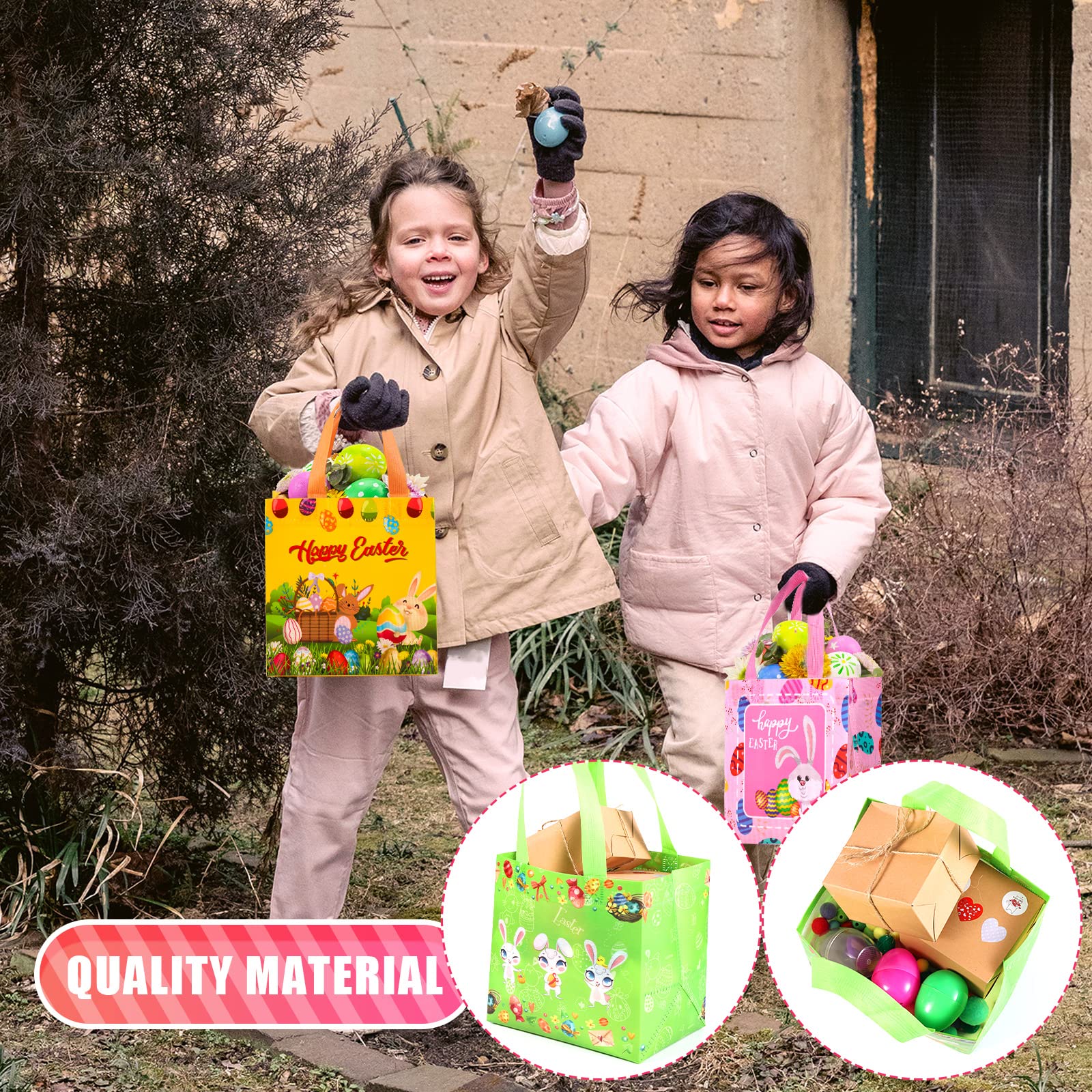 Easter Basket Fill Tedmax Easter Gift Bags - 6 Pack Reusable Tote Bags ...