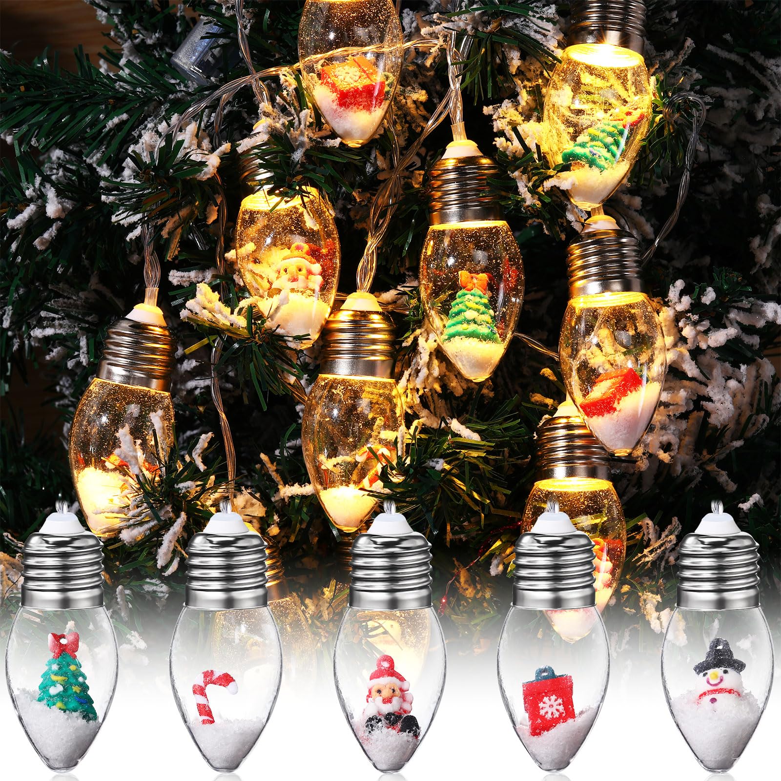 Amazon.com: Aurelema Christmas Snow Globe String Lights 6.6ft 10 LED ...