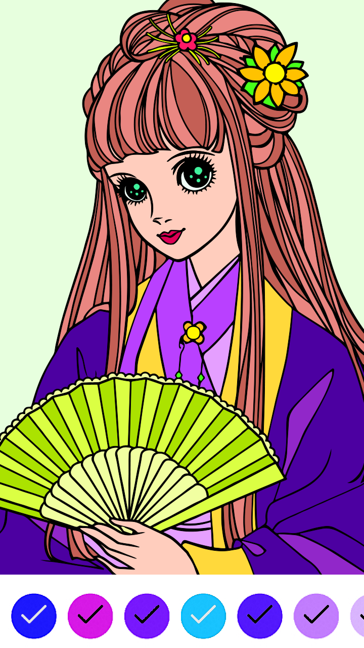 Anime Princess Coloring Book: Color By Number - Girls Coloring Games ...