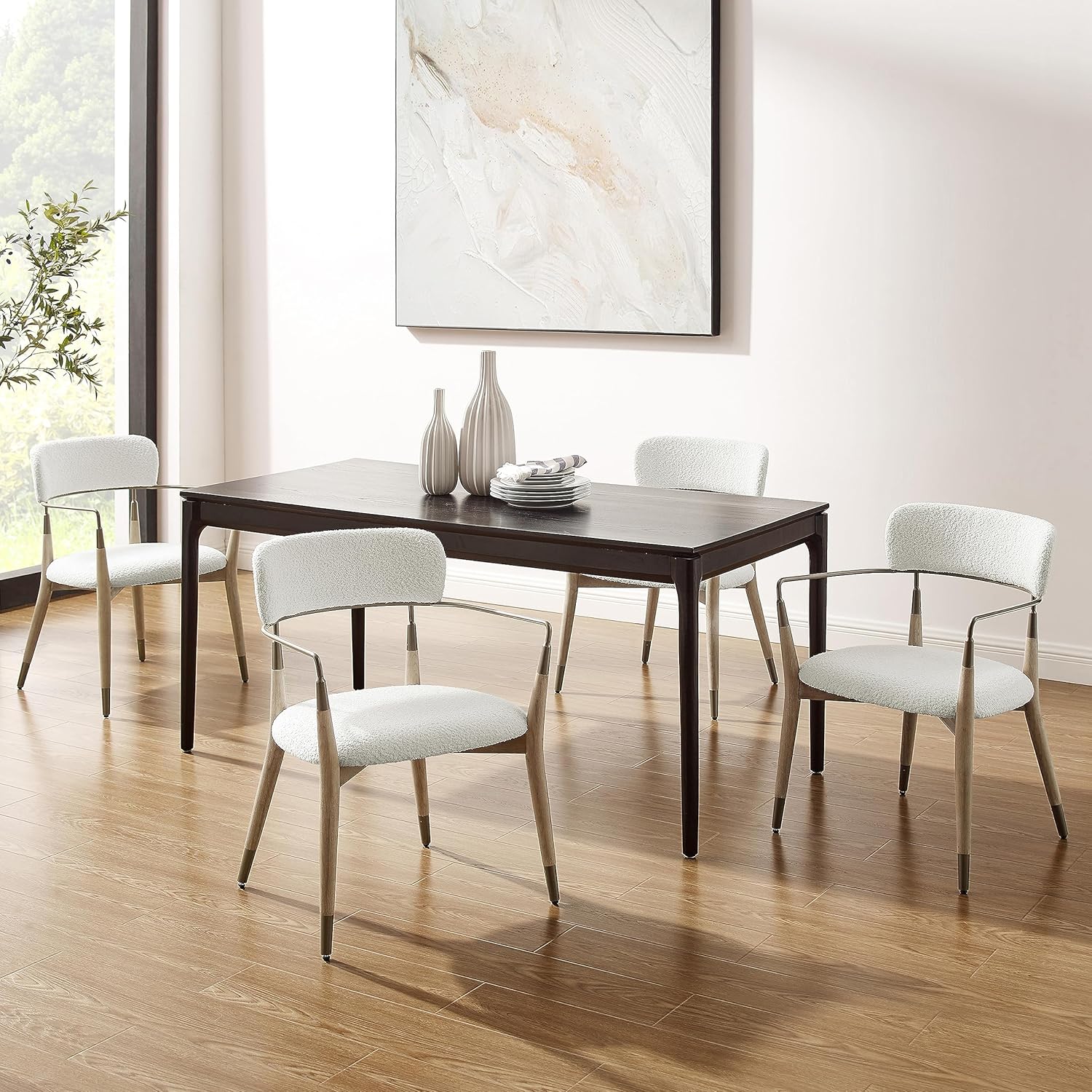 Amazon.com - Art Leon Dining Chairs Set of 4, Boucle Fabric Upholstered ...