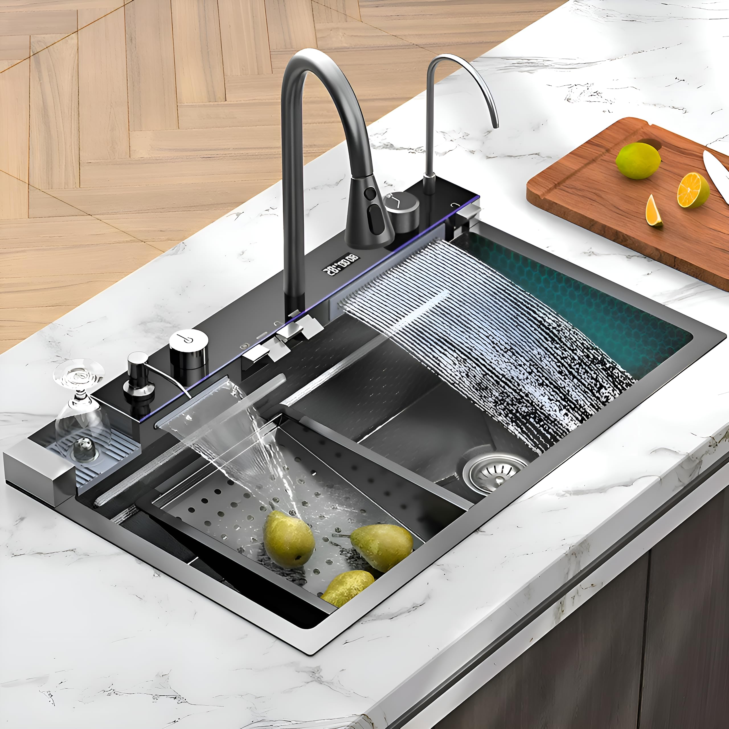 Buy ex Fully Equipped Kitchen Sink with Integrated Waterfall and Pull ...