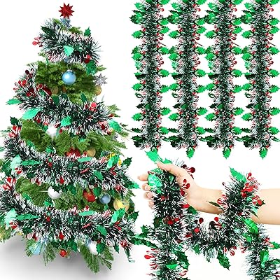 Amazon.com: 6' Long Snowy Artificial Pine and Cedar Christmas Garland ...