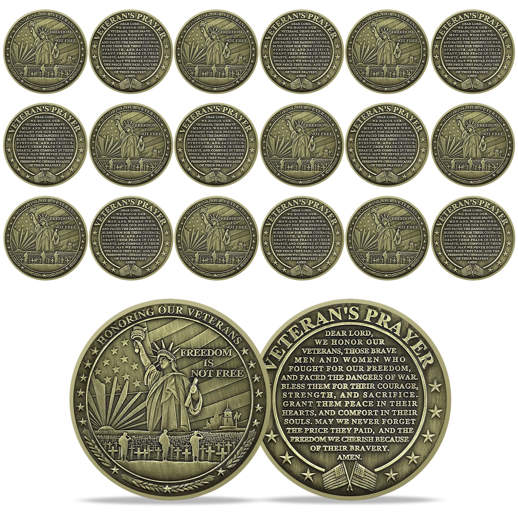 Amazon.com : 20Pcs Military Veterans Challenge Coin Bulk Patriotic ...